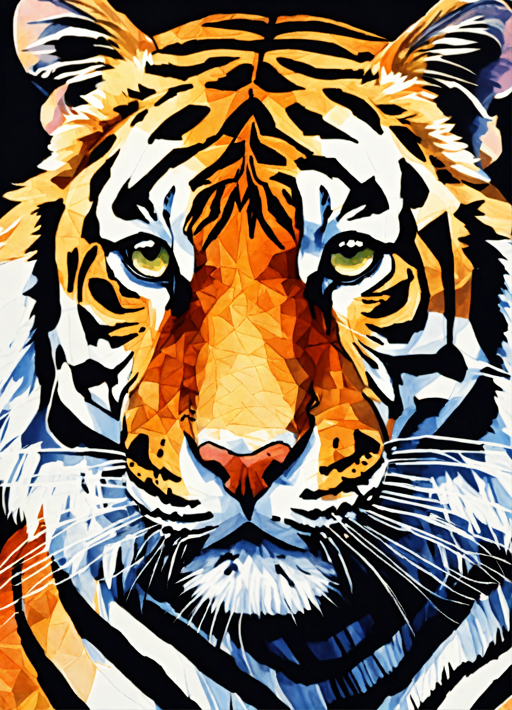 Lexica - Beautiful tiger portrait, cross-hatching inspired by bauhaus ...