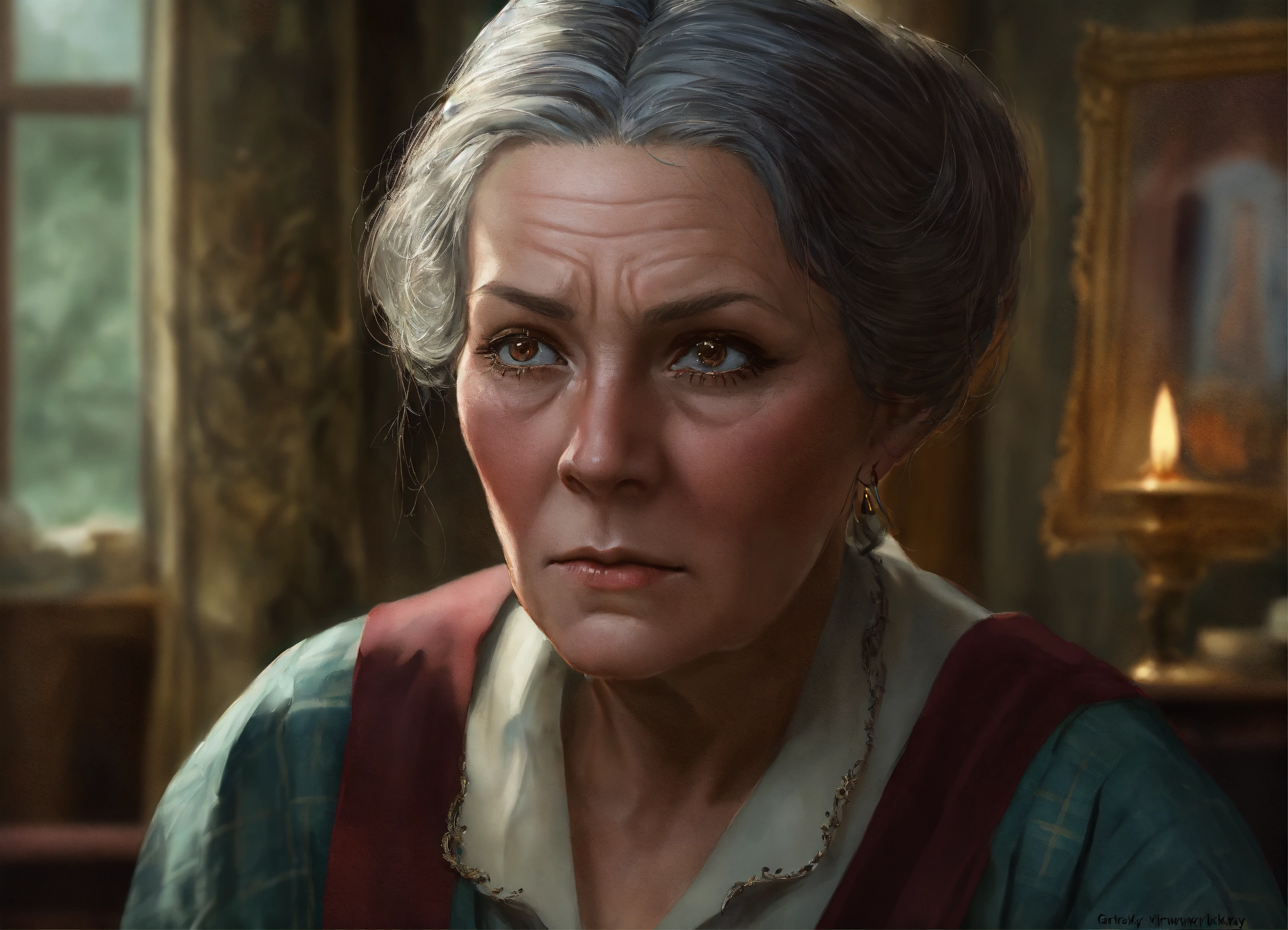 Lexica - Close Up, highly detailed, defiant rude old female housekeeper ...