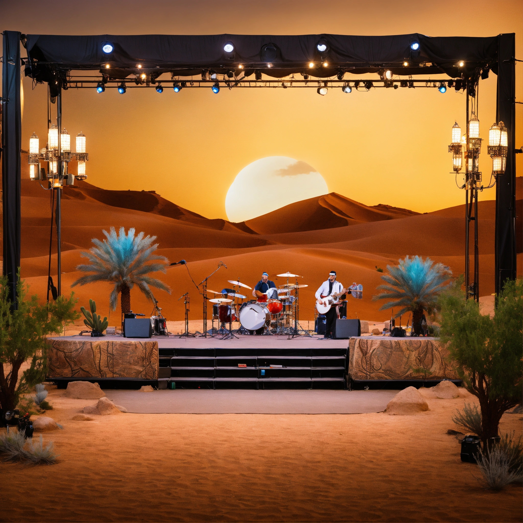 Lexica - Desert Arabian themed outdoor concert stage with live music bands
