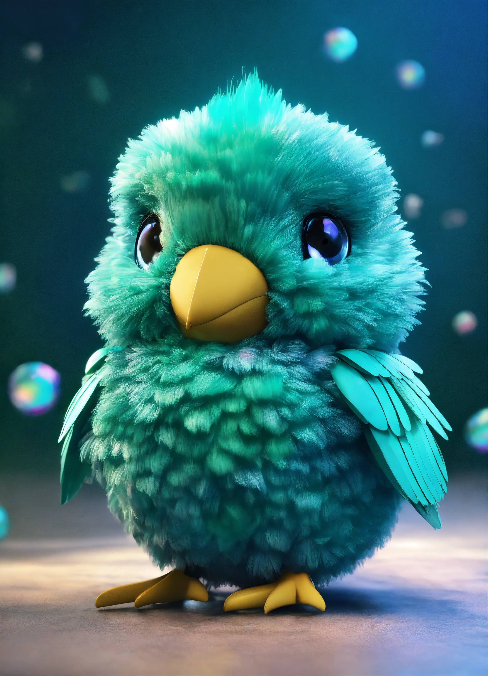 Lexica - Cute 3D fluffy bubble baby hummingbird character, in pearly ...
