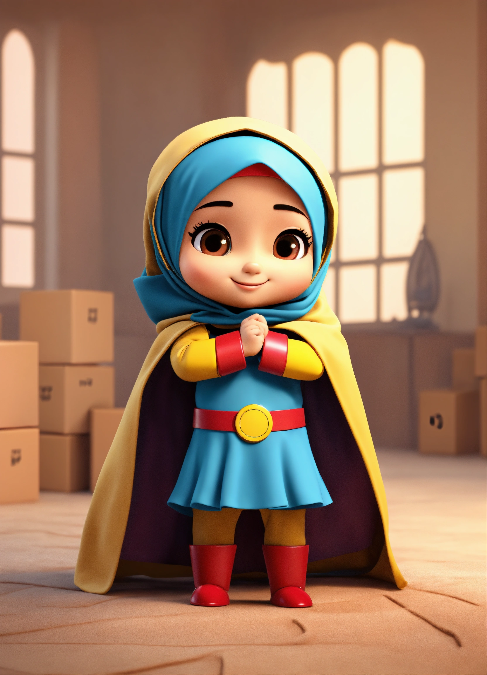 Lexica - Little hijab girl, muslim superhero, no eyes, cartoon, 3D ...