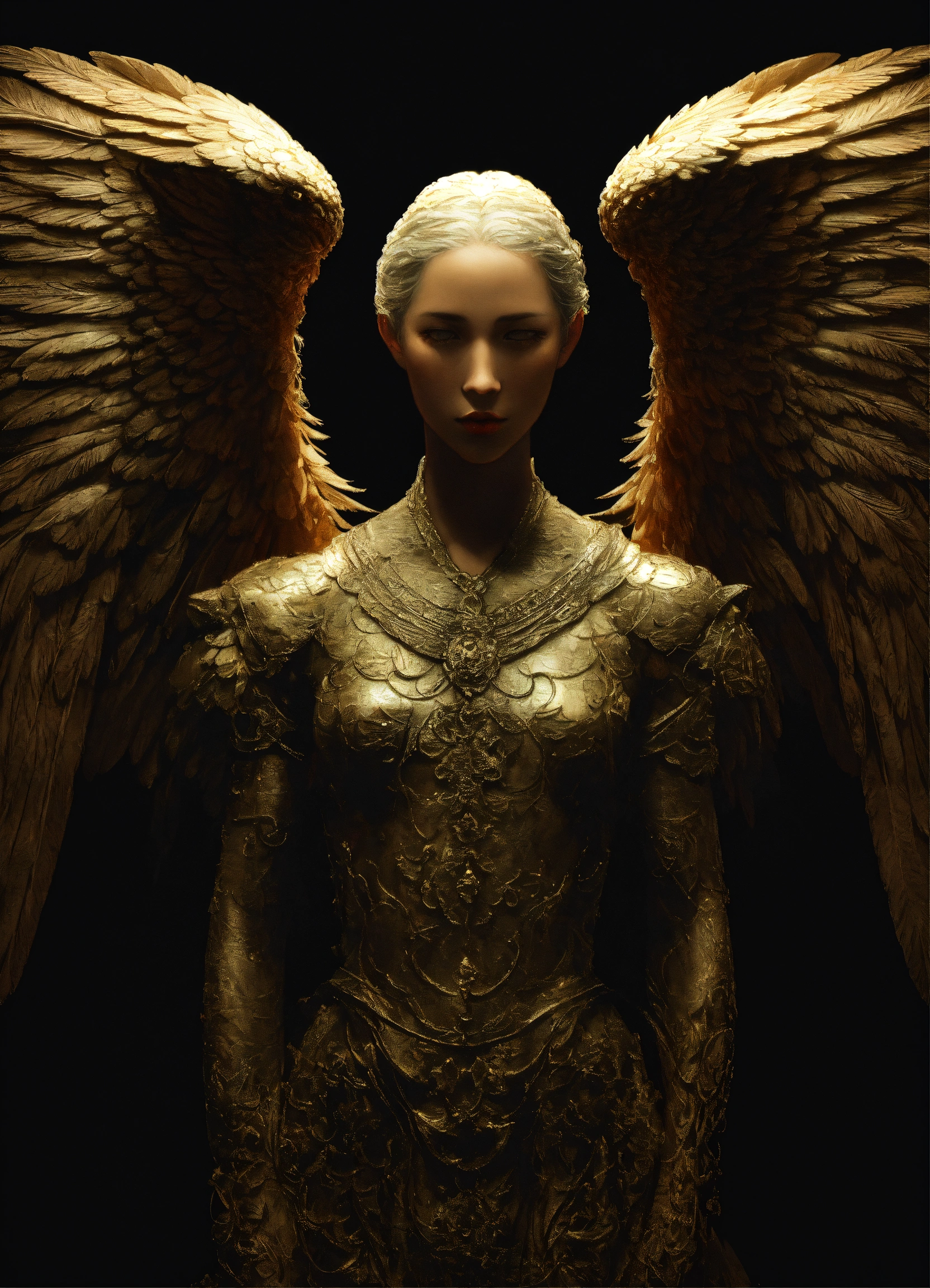 Lexica - Half body portrait of An angel with three heads , Black ...