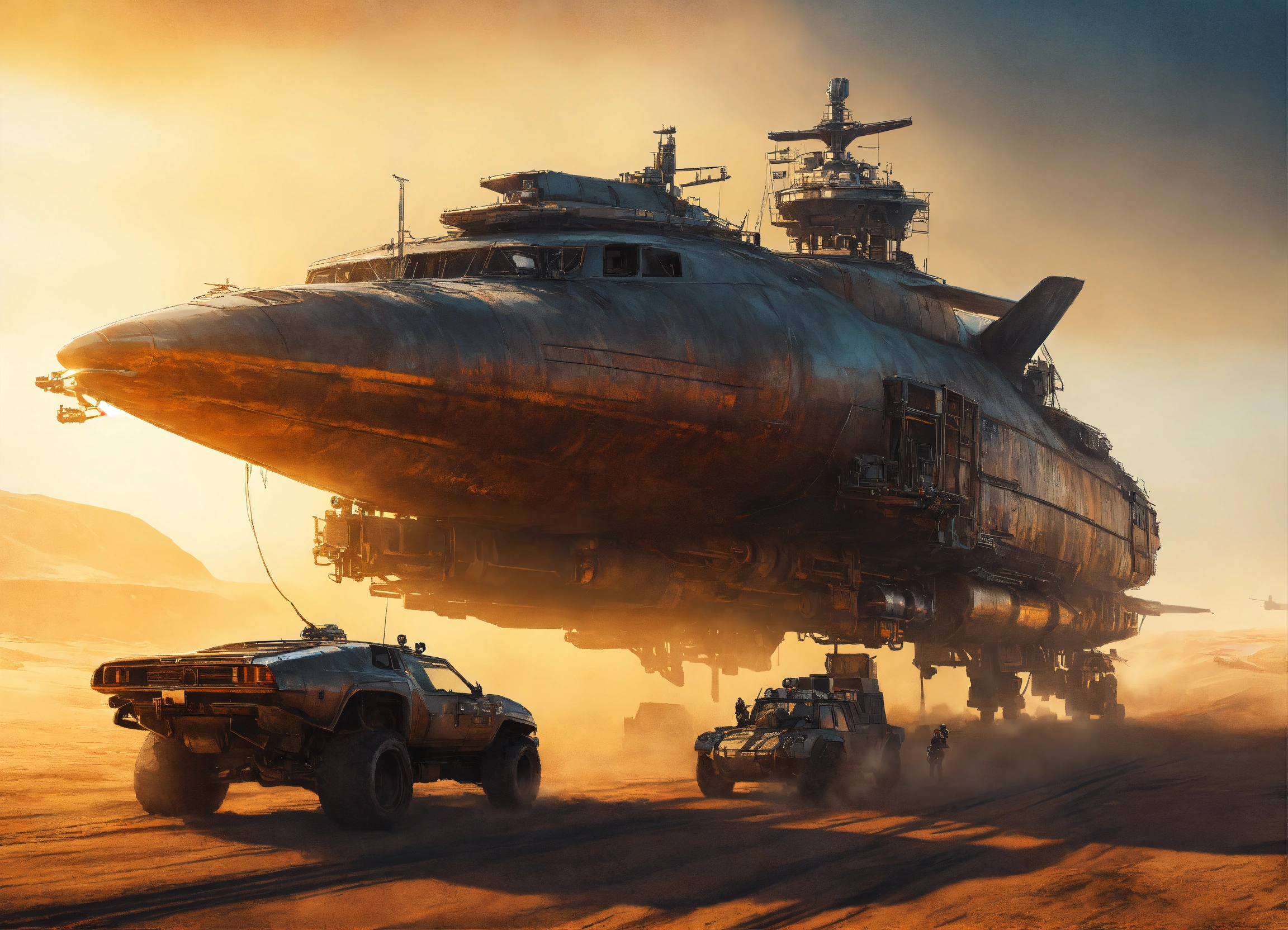 Lexica - Mad Max vehicles and special forces driving onto massive ...
