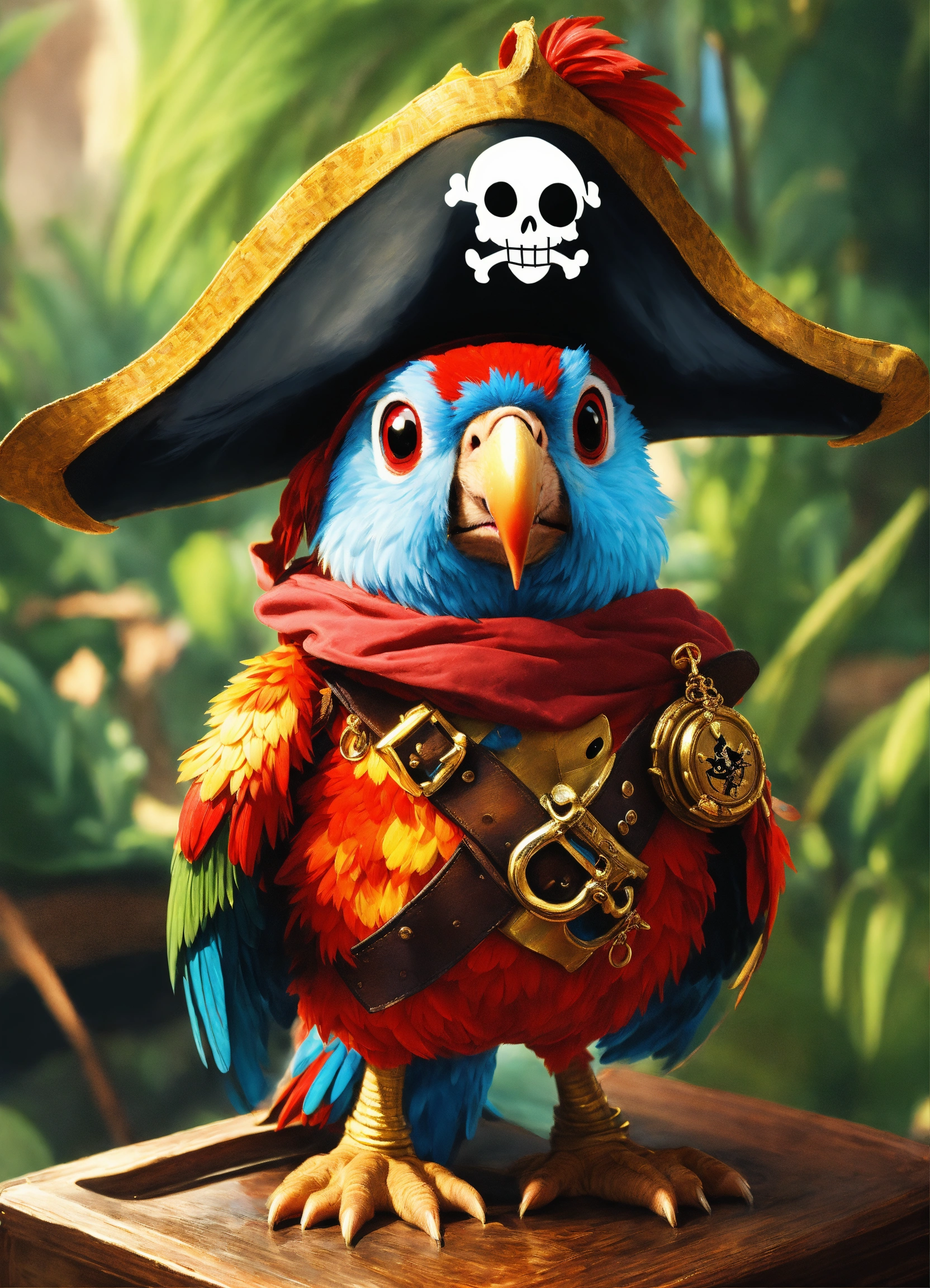 Lexica - Cute pirate parrot in a pirate hat, full height, made by ...