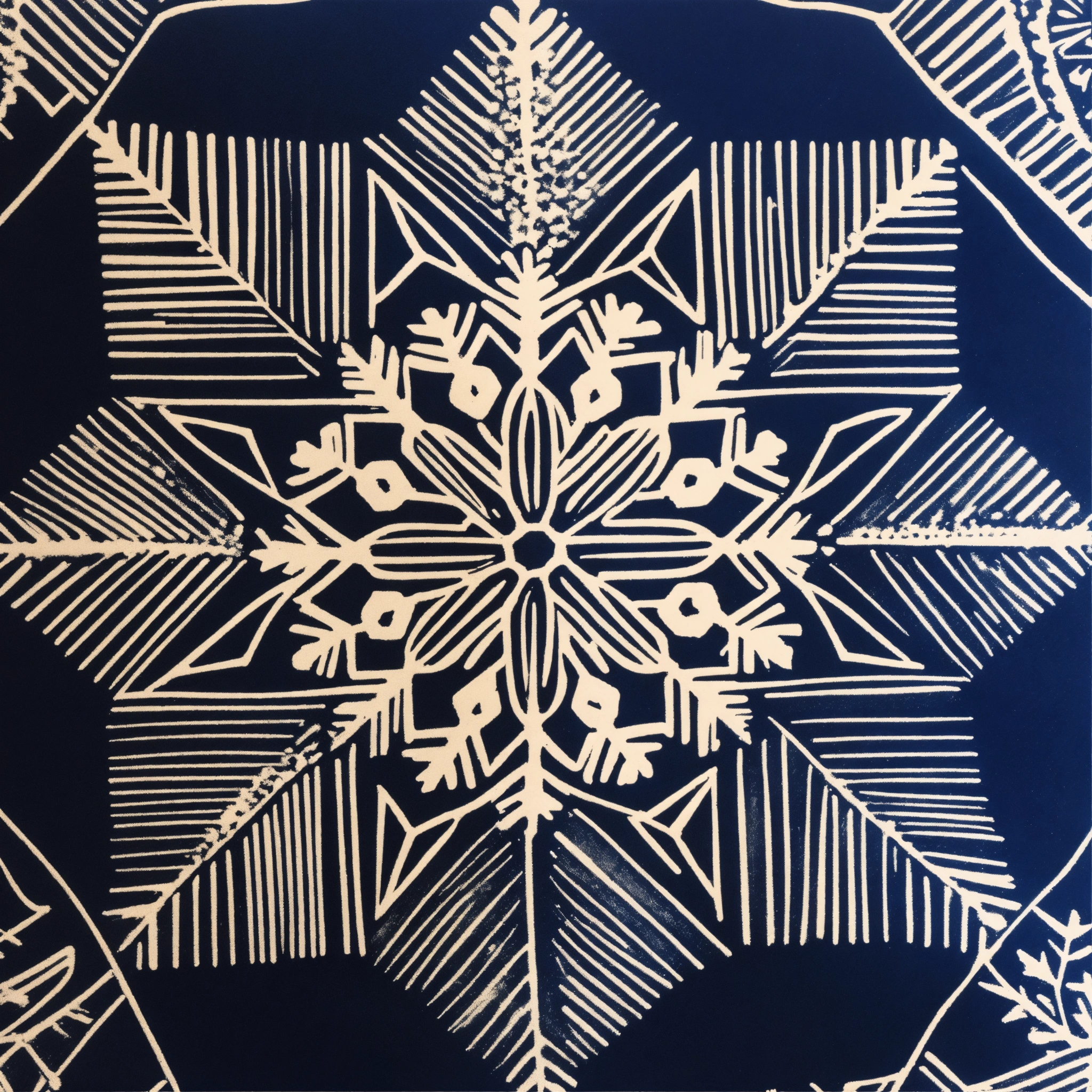 Lexica - Linocut design of a snowflake, simple, clean lines, close-up