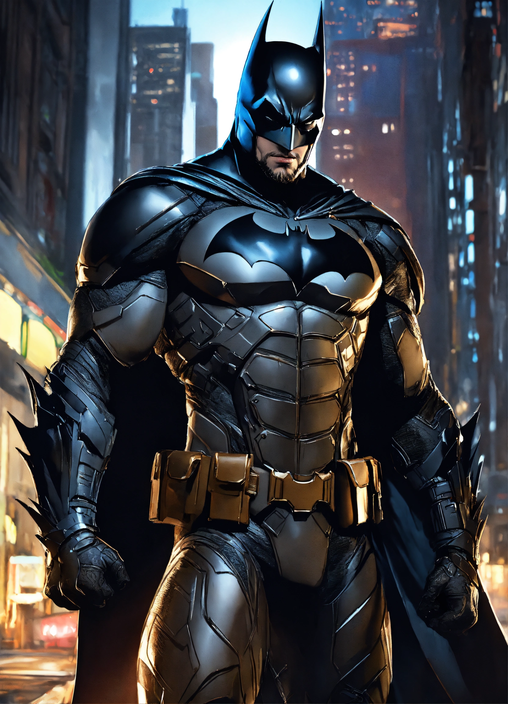Lexica - Portrait painting of batman with beard , with black leather ...