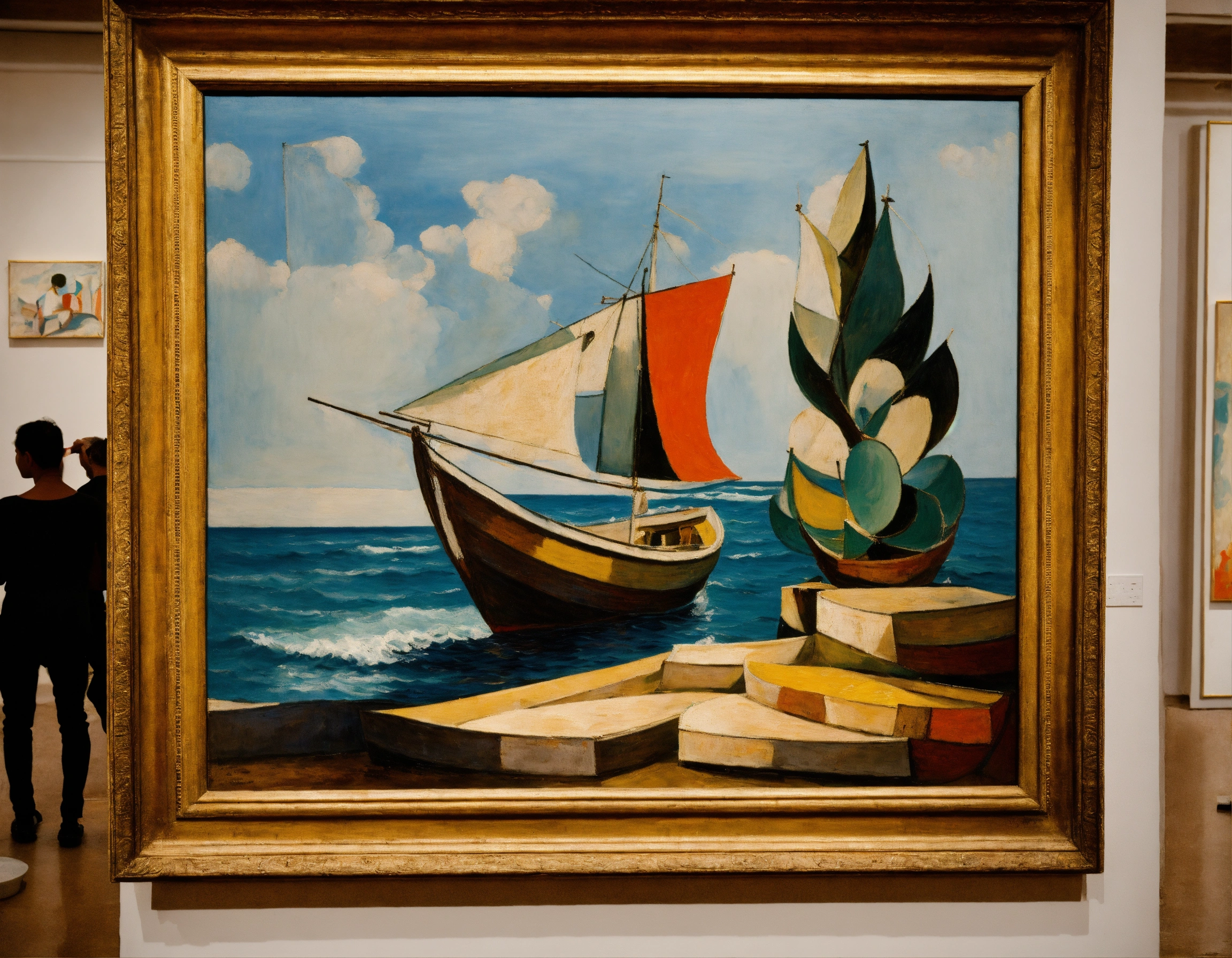 Lexica - Picasso painting with the sea and an old boat