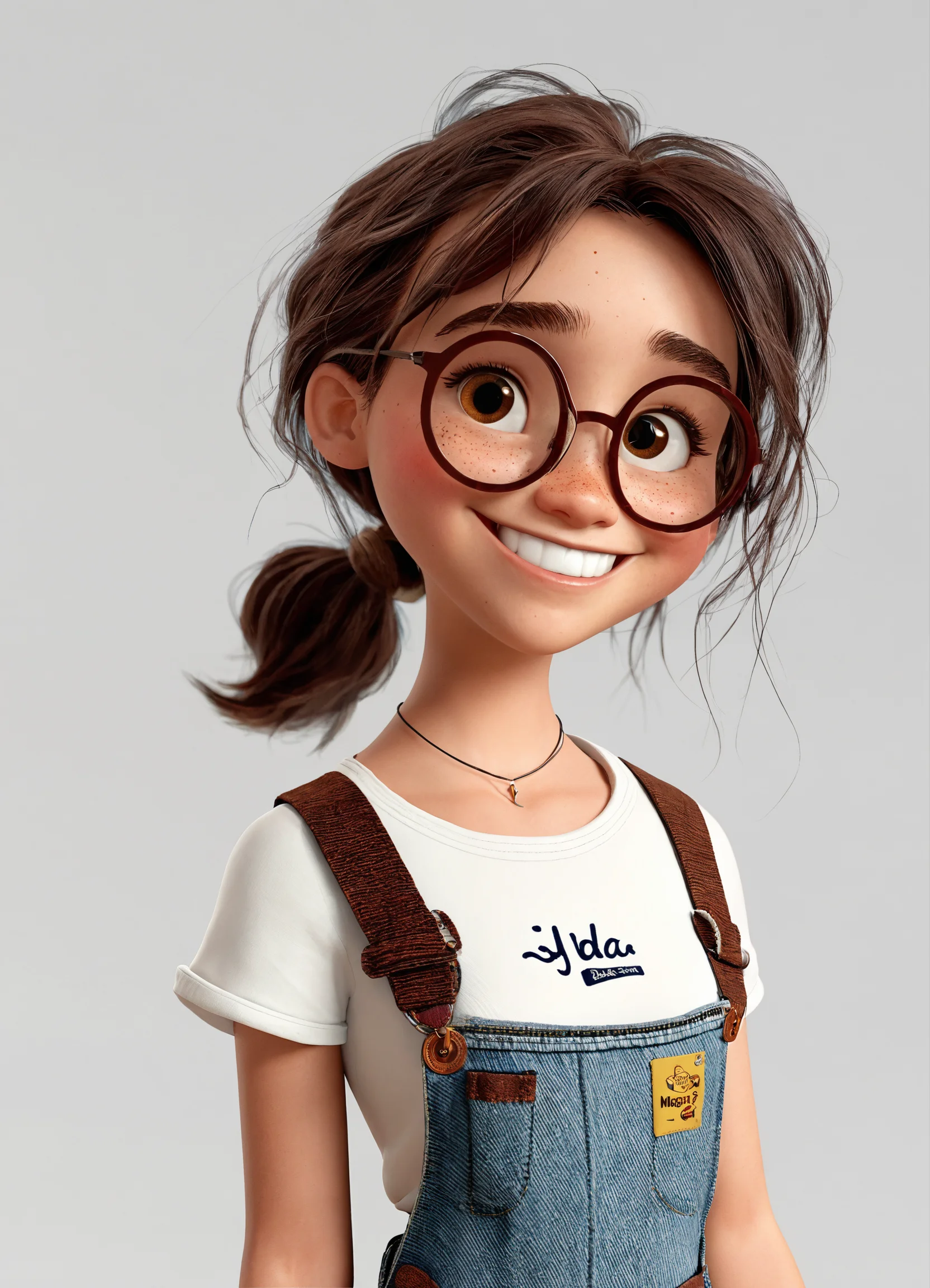 Lexica - Cute girl wearing dark brown round glasses named Lydia, Pixar ...