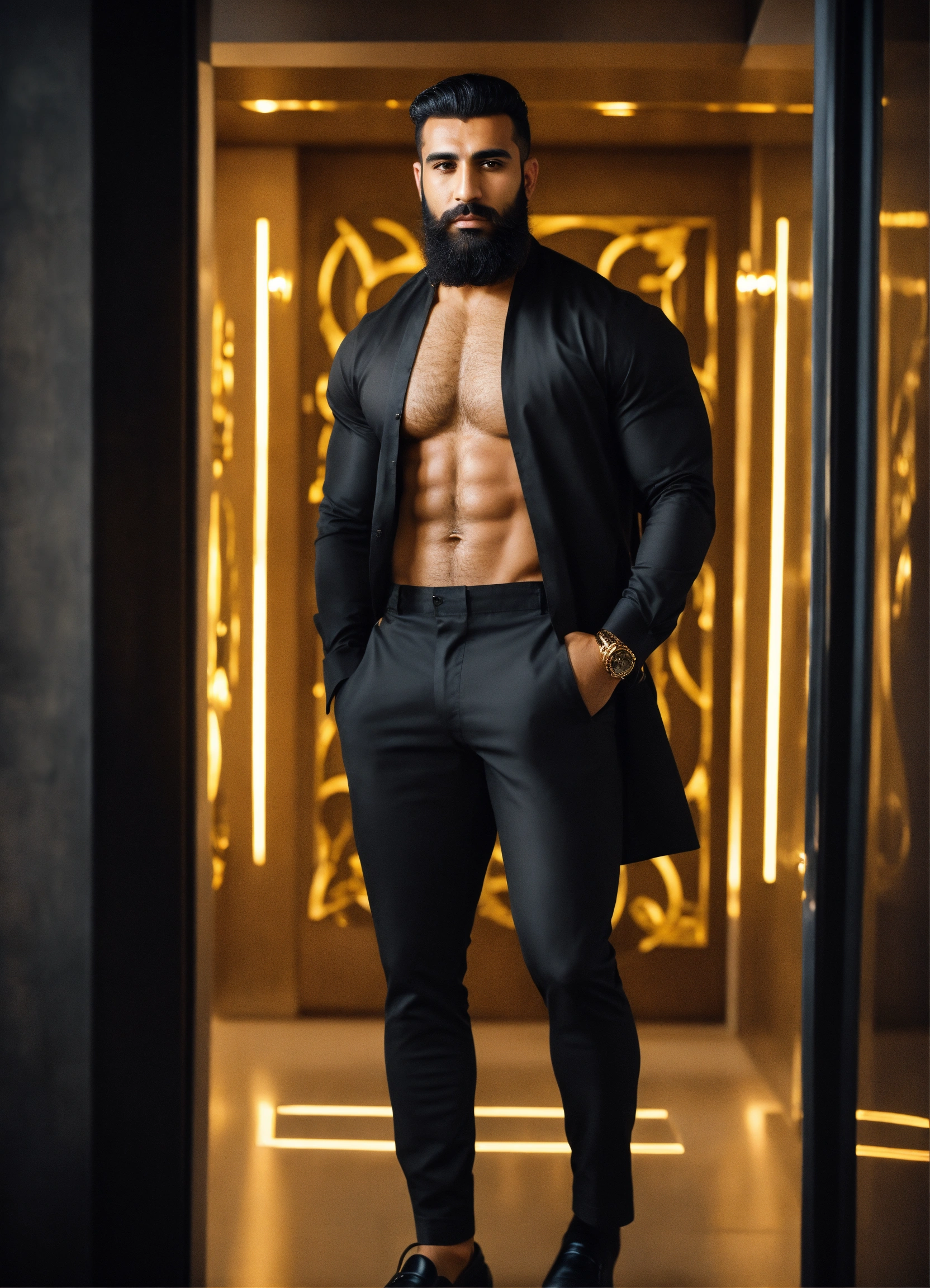 Lexica - A handsome Arabic man, with gold skin. tall muscular build ...