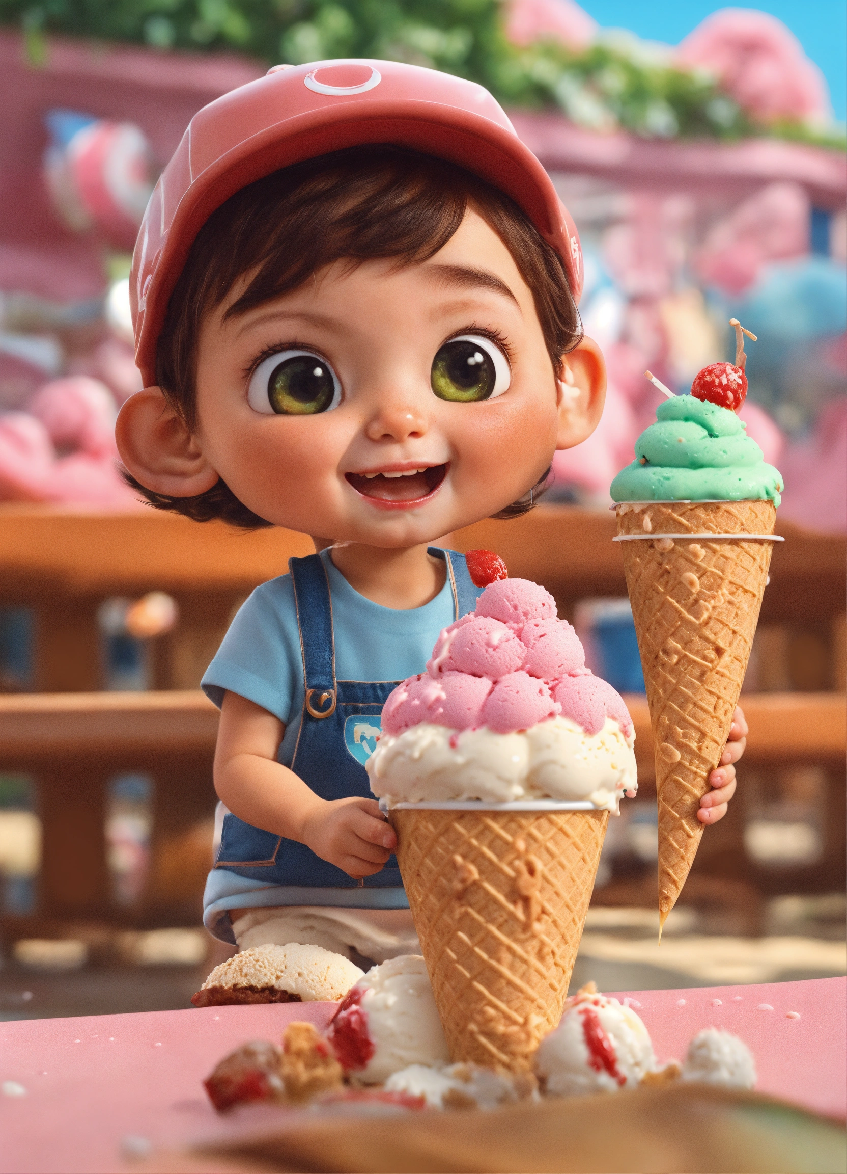 Lexica - A cute 3D craw character eating ice-cream, charming, adorable ...