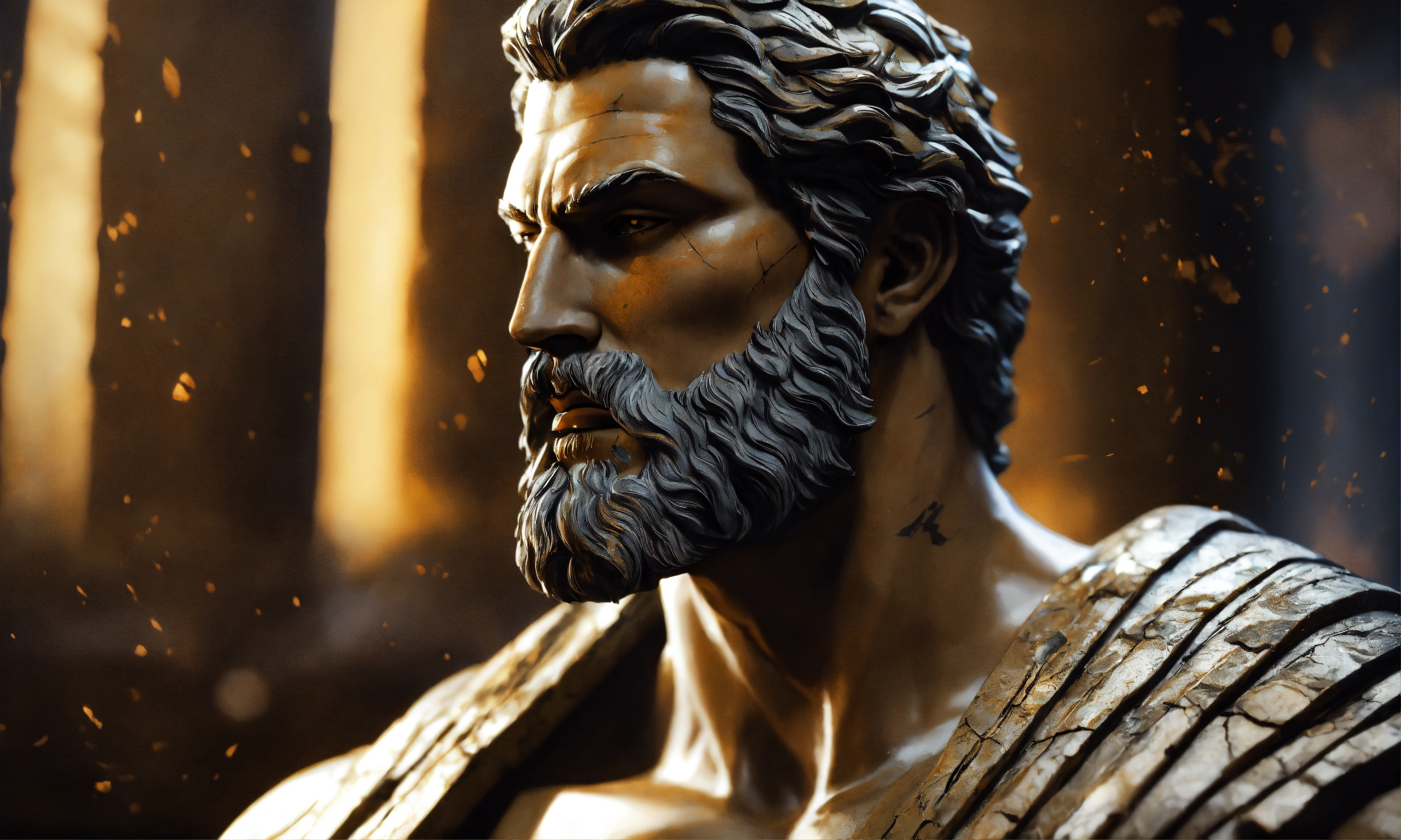 Lexica - A muscular statue of a strong Greek man with a beard and scars ...