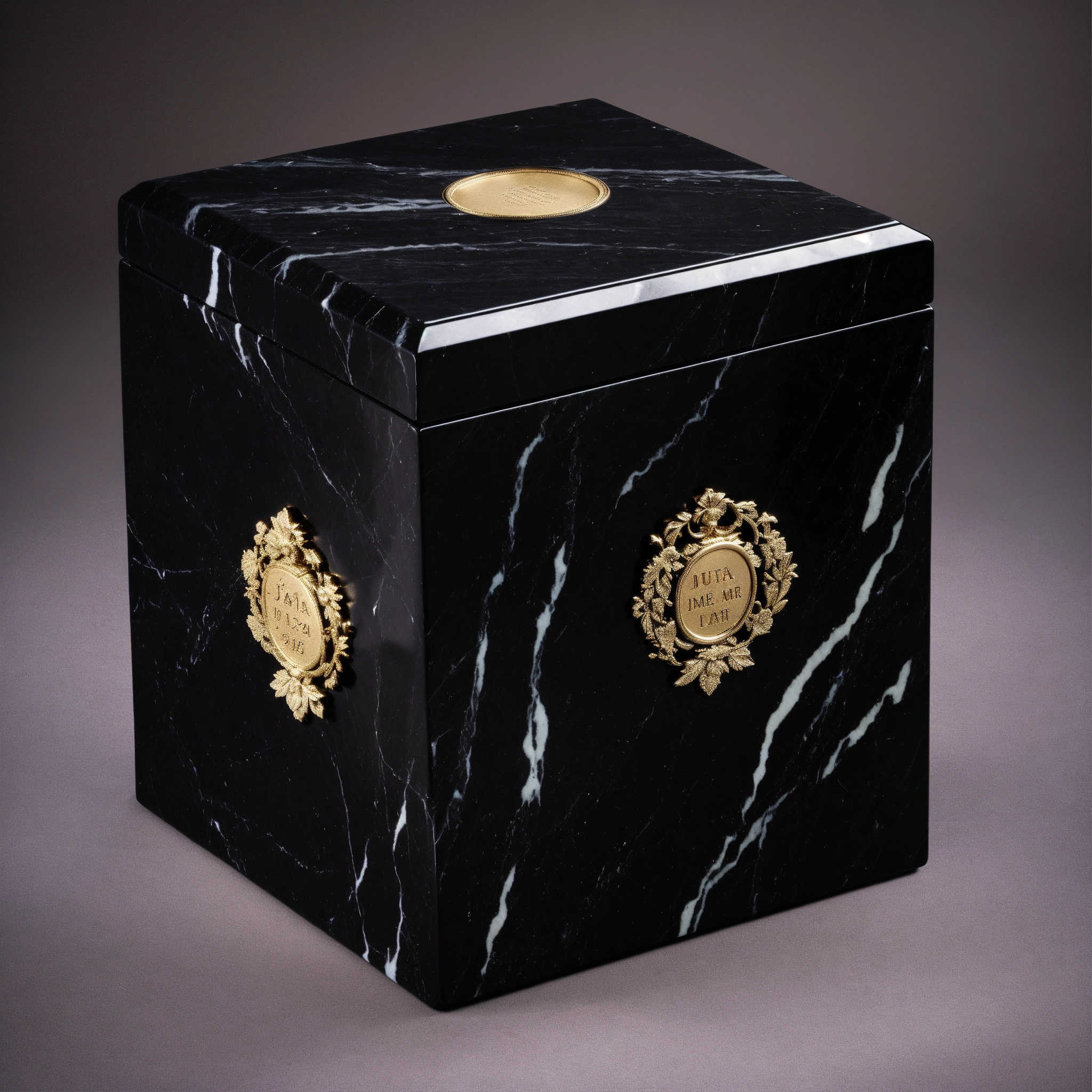 Lexica - A photo of a black marble urn. The urn is in the shape of a ...