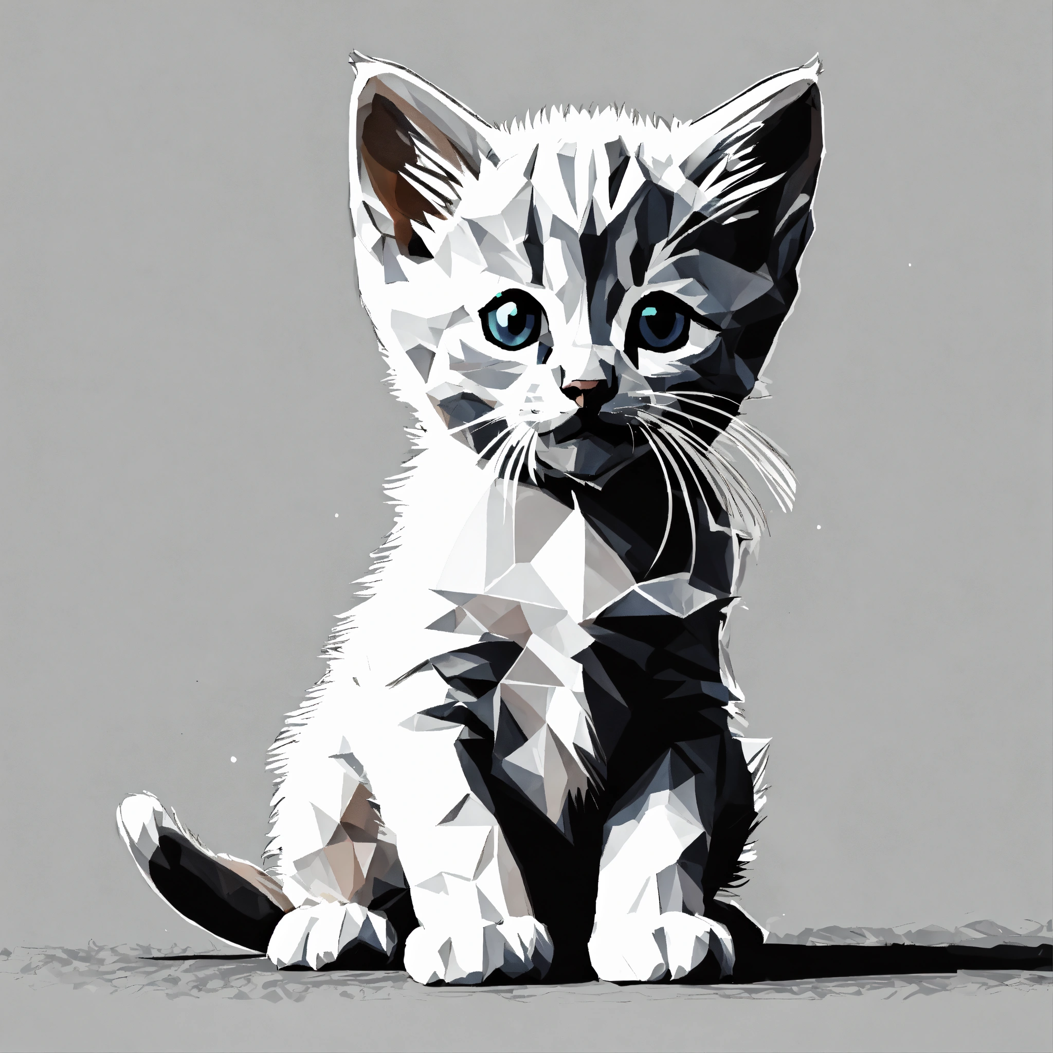 Lexica - Low poly no color line drawing of a kitten with its paws in ...