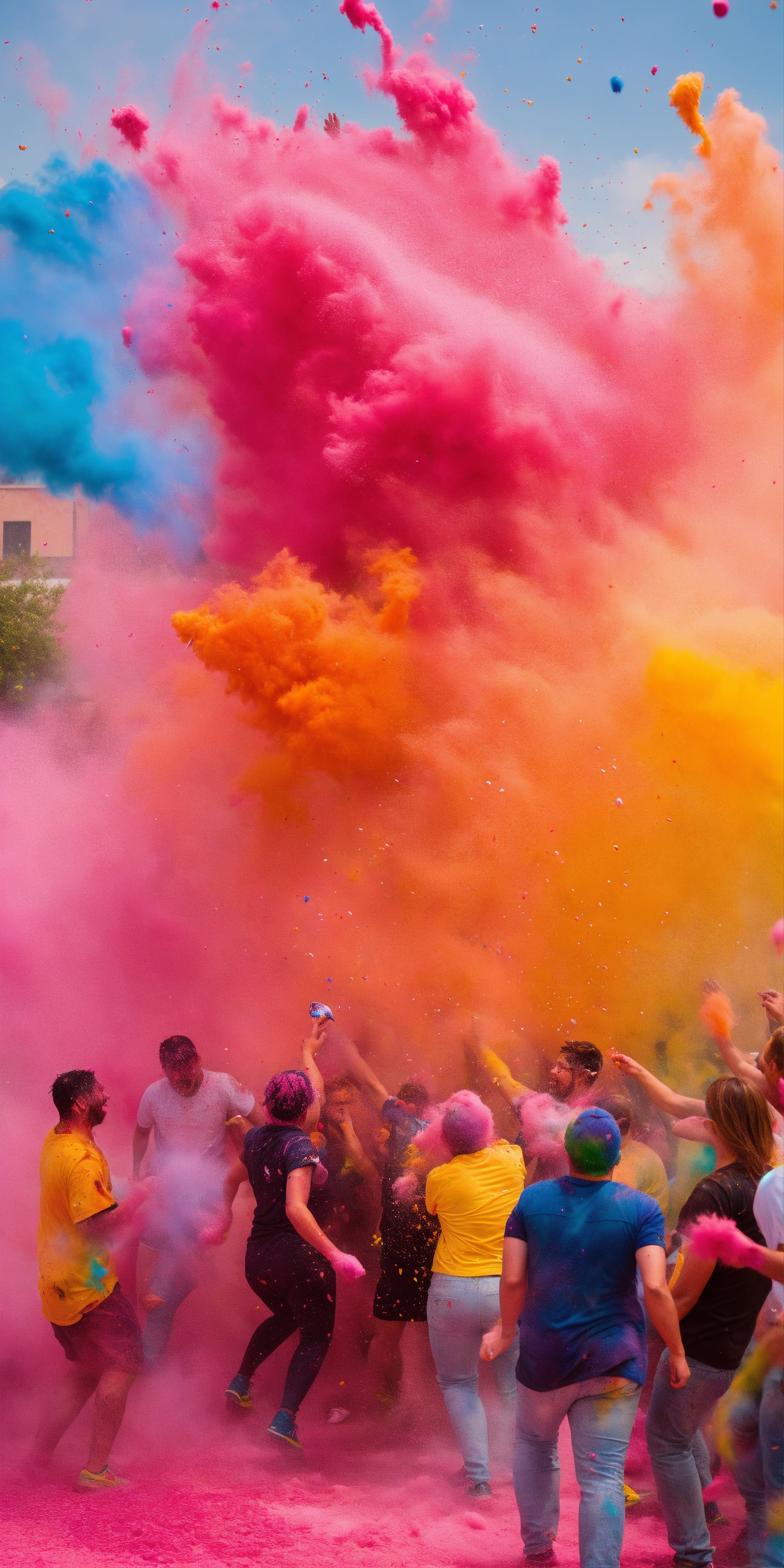 Lexica - People throwing brightly colored powder at each other ...