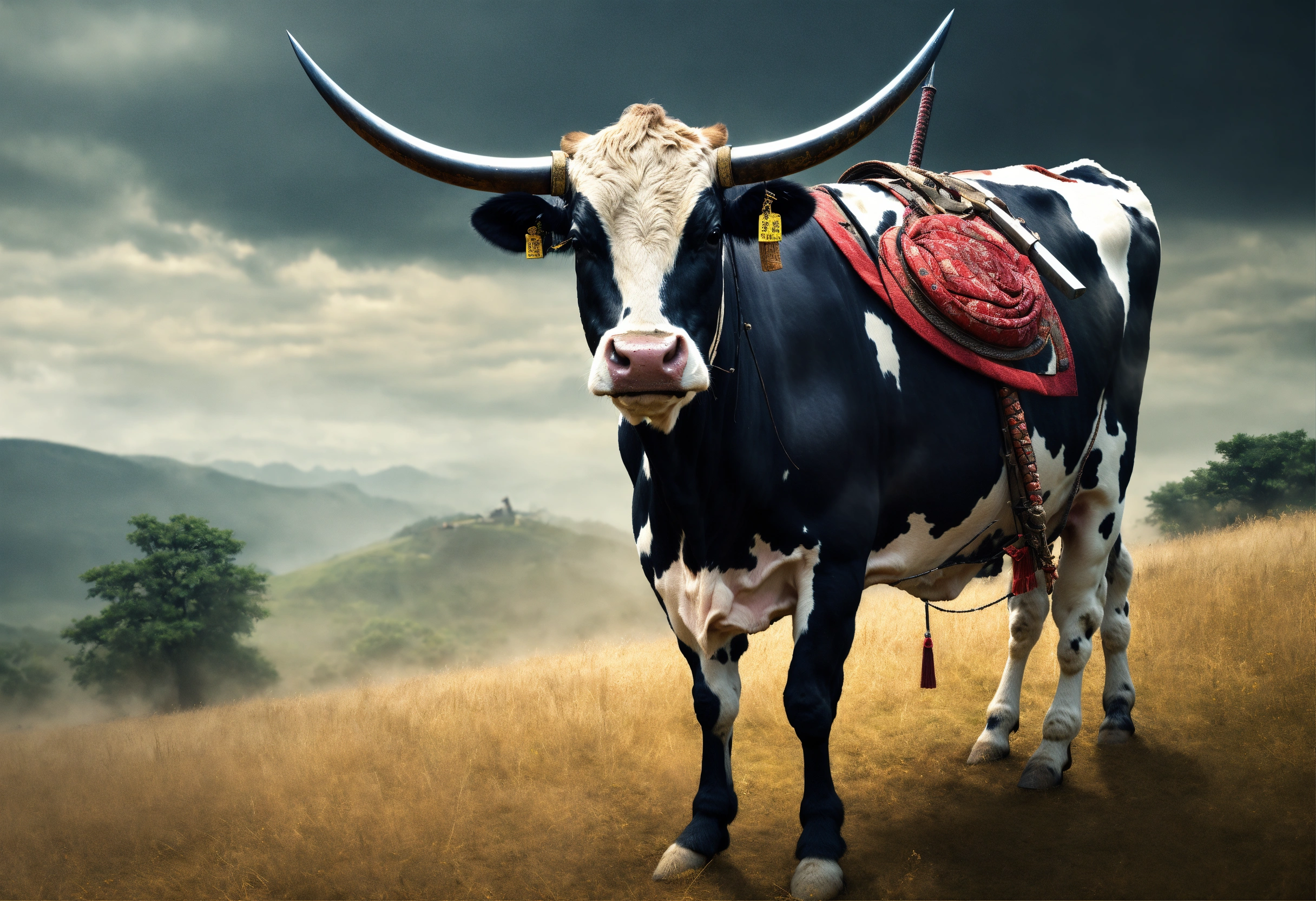 Lexica - Cow samurai. Battlefield. Hyper realistic.
