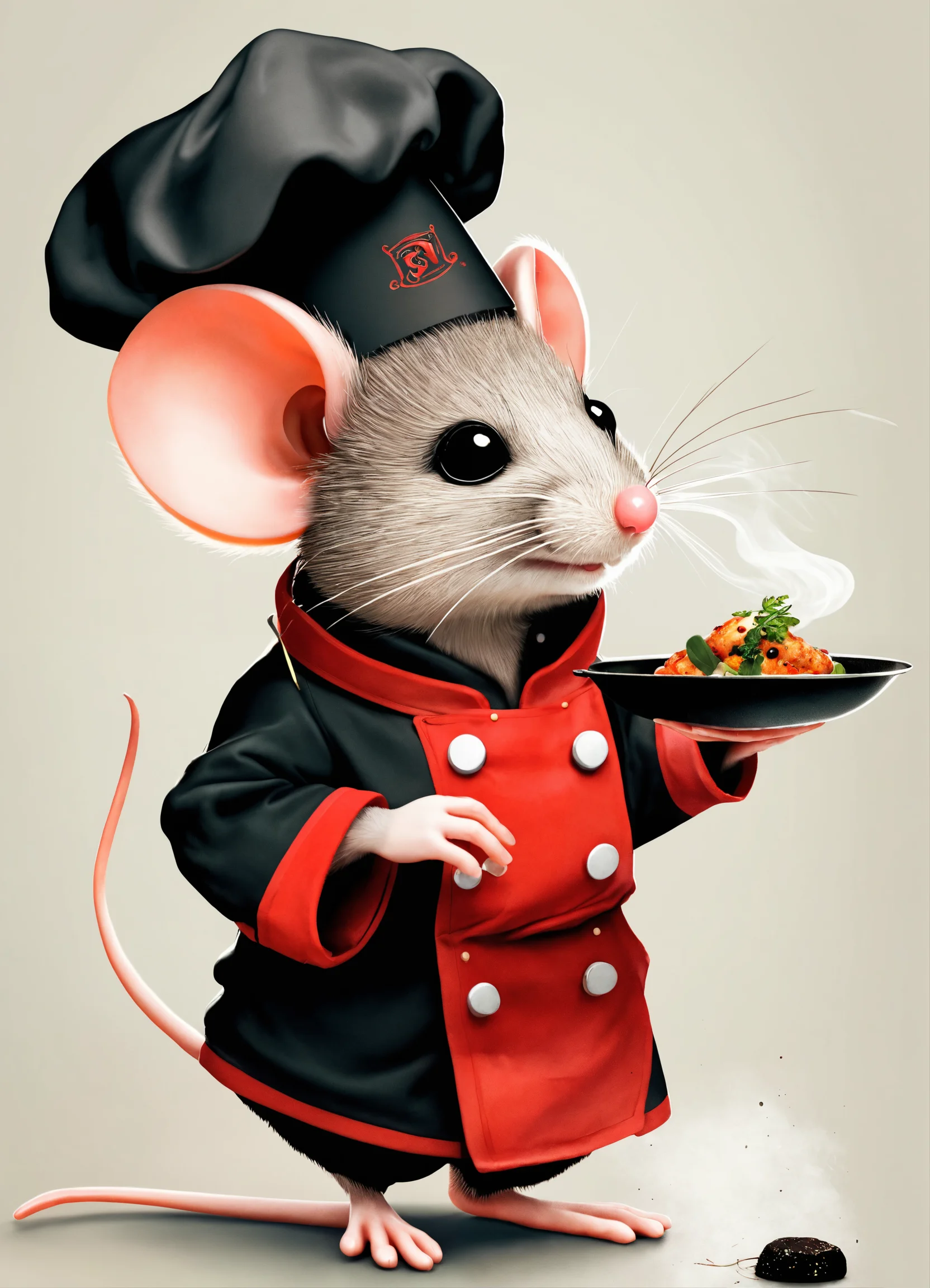 Lexica - Cute and super adorable mouse in black and red chef coat and ...