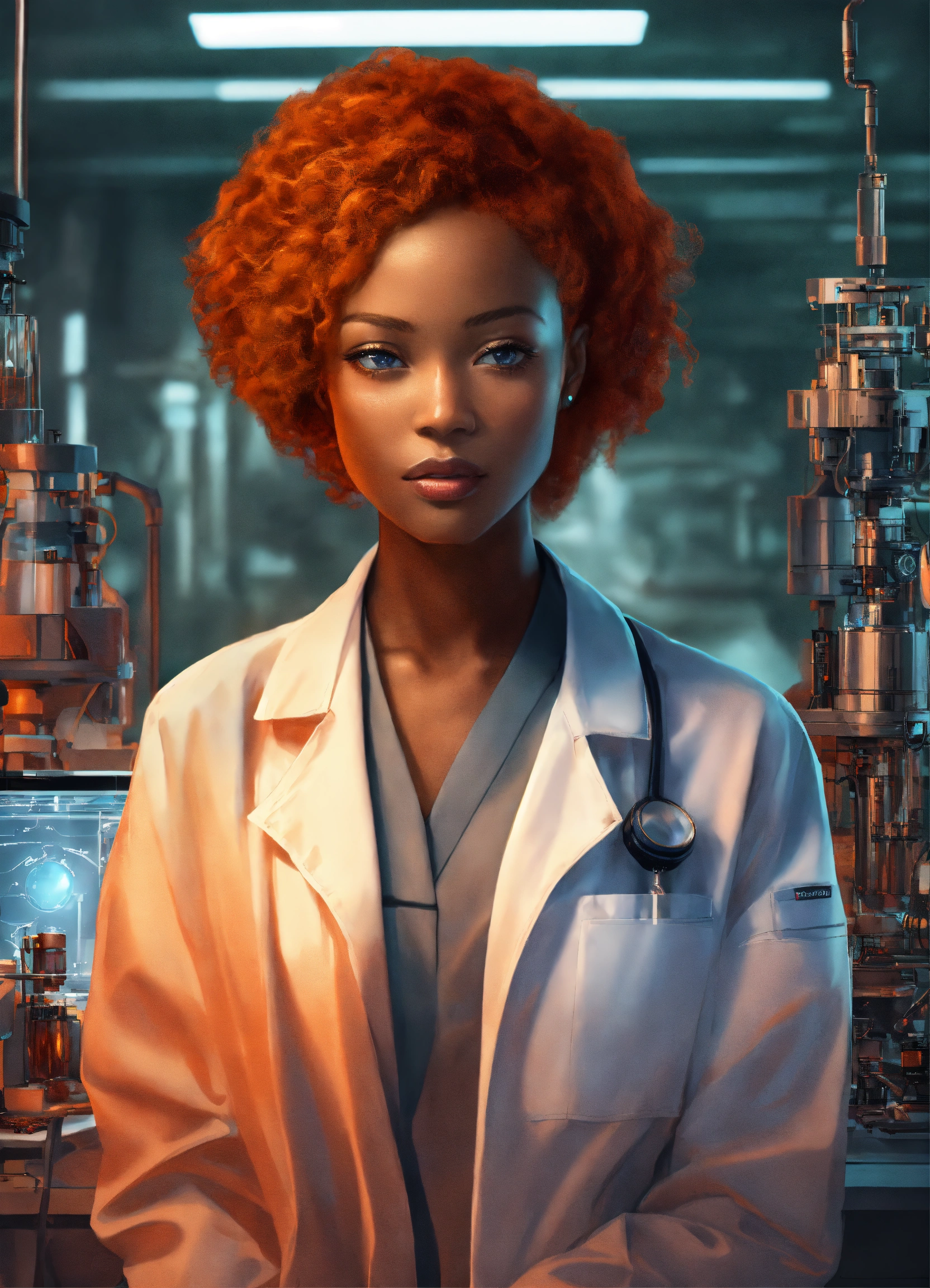 Lexica - Pretty human looking aliens with dark orange skin, reddish ...