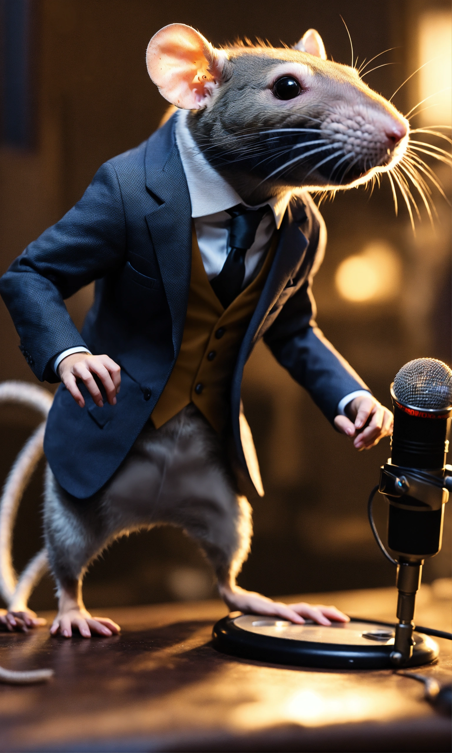 Lexica - Close up image of a rat, tilted to the right of a standing rat ...