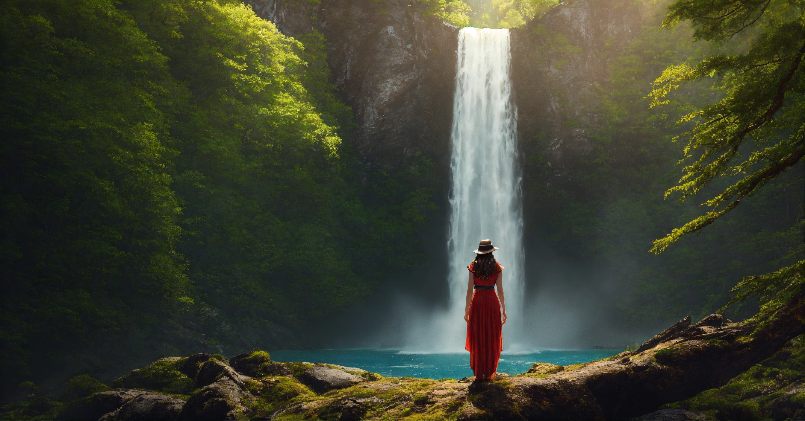 Lexica - A giant woman in the forest. Surrounded by mountains and ...