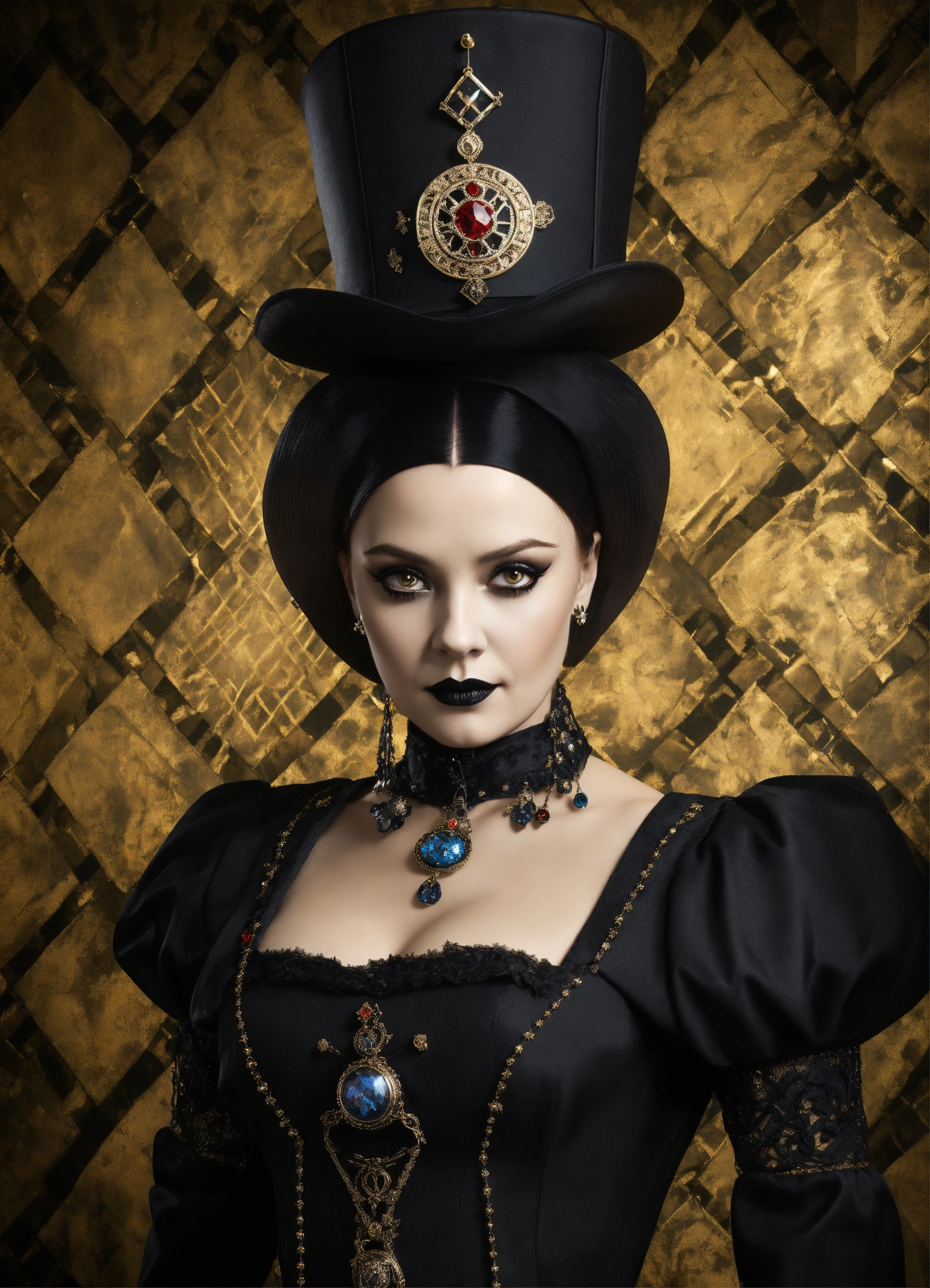 Lexica - Elaborate Gothic Wednesday Addams queen of diamonds, she is 40 ...