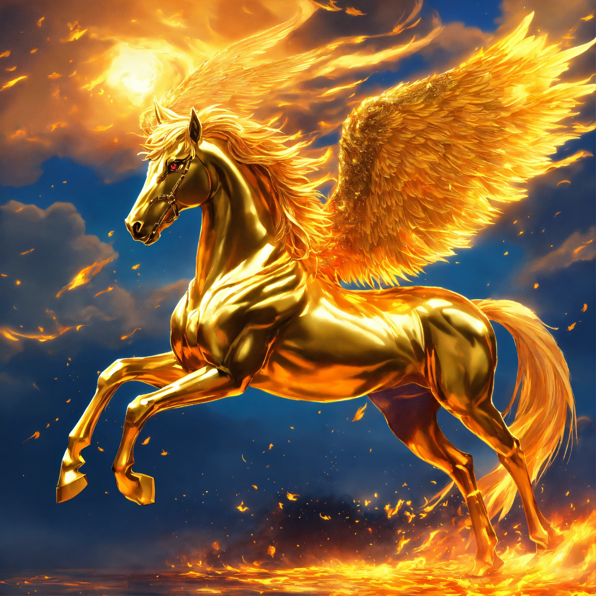 Lexica - Generate an image of a golden Pegasus in a vibrant anime style ...