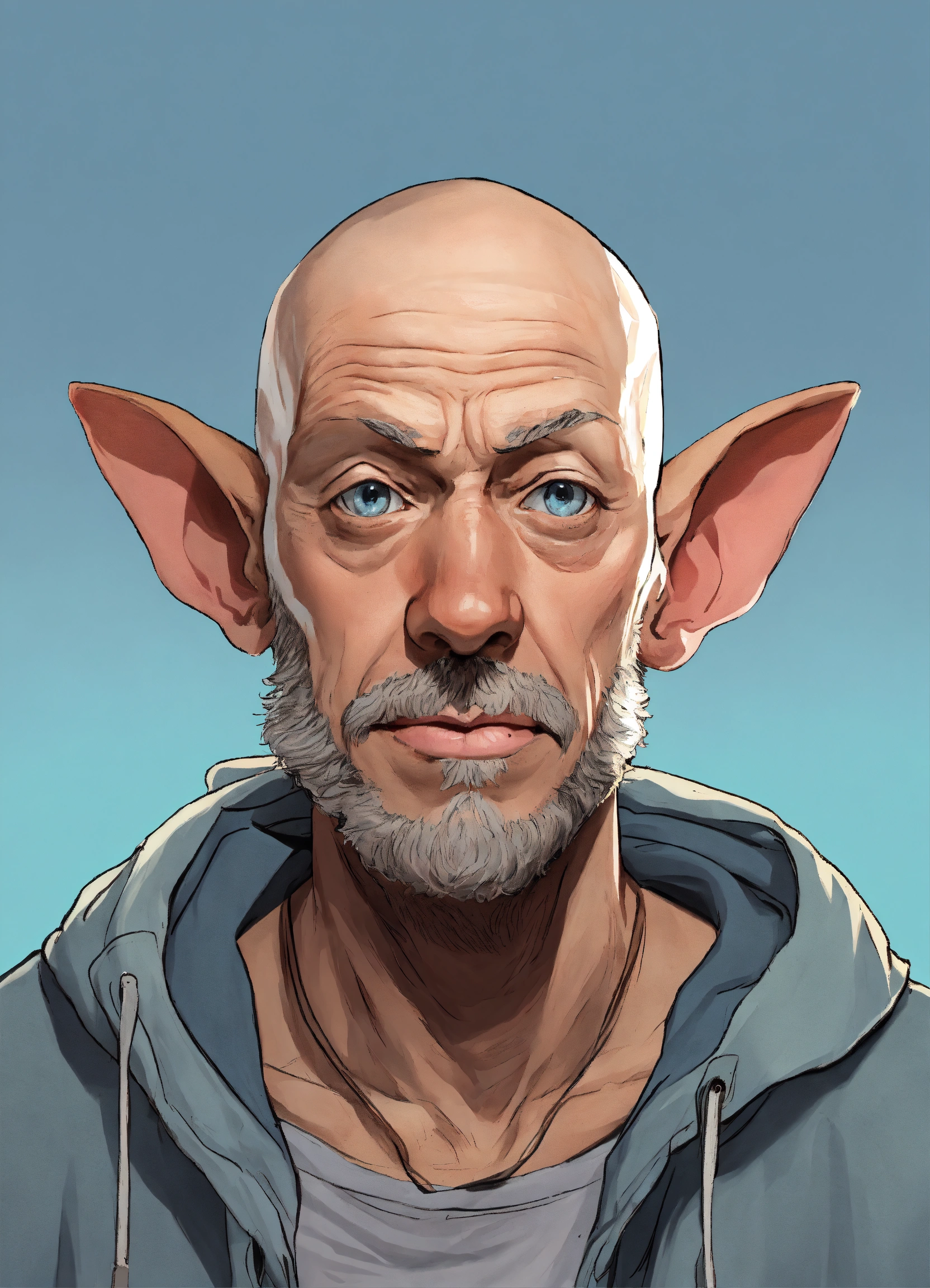 Lexica - A HUGE BALD HOMELESS MAN, EXTENDED PROTRUDING BROW FOREHEAD ...