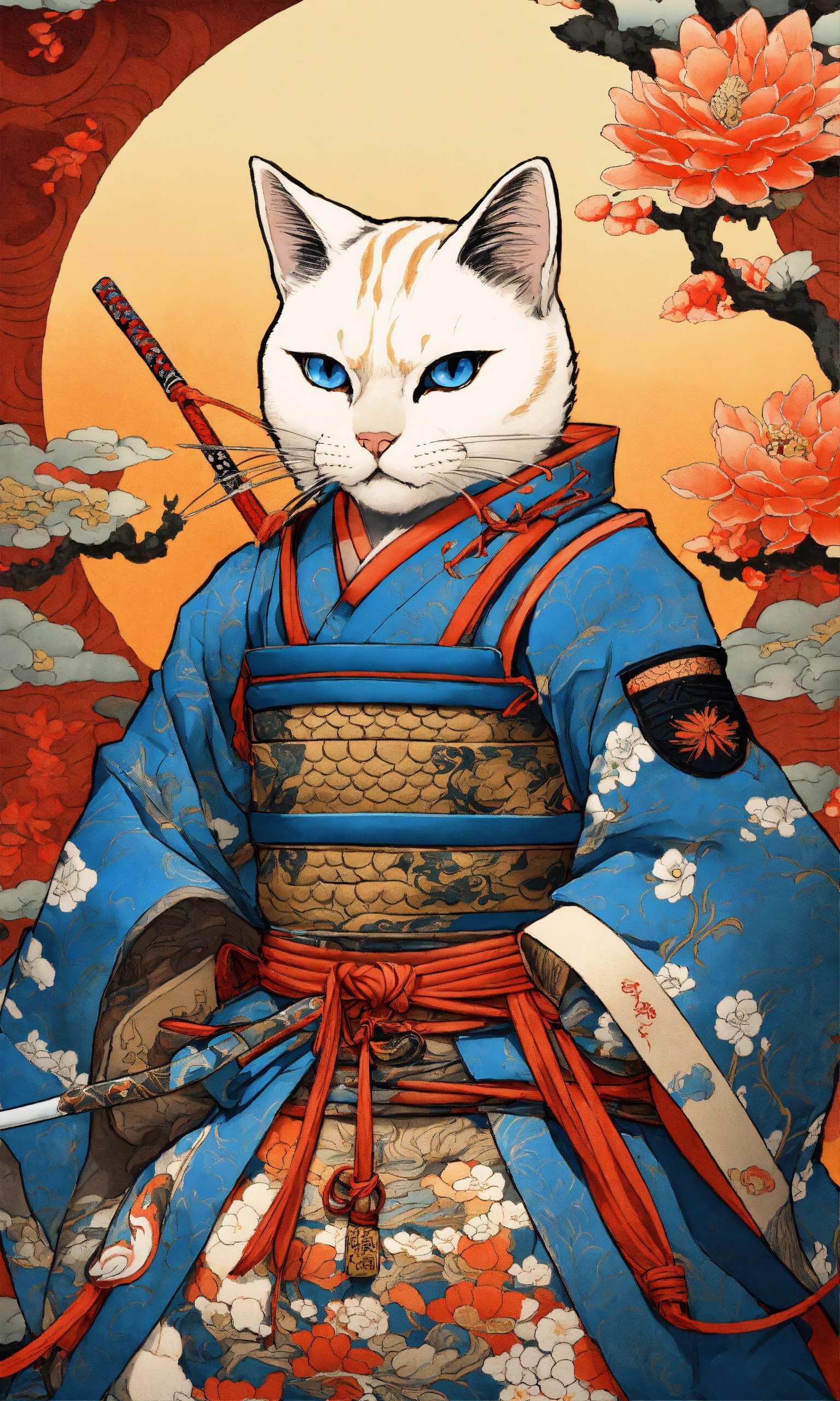 Lexica - Flame point Siamese samurai cat, blue eyes, cat warrior ...