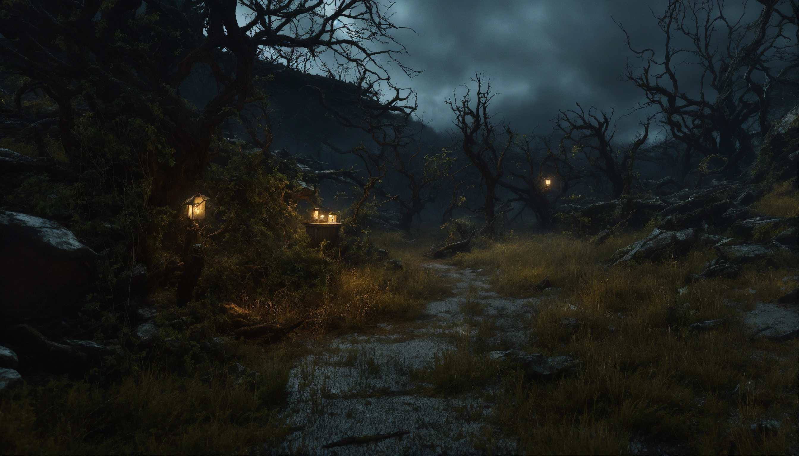 Lexica - NIGHT . DARK NIGHT. digital image of a dark and eerie nature ...