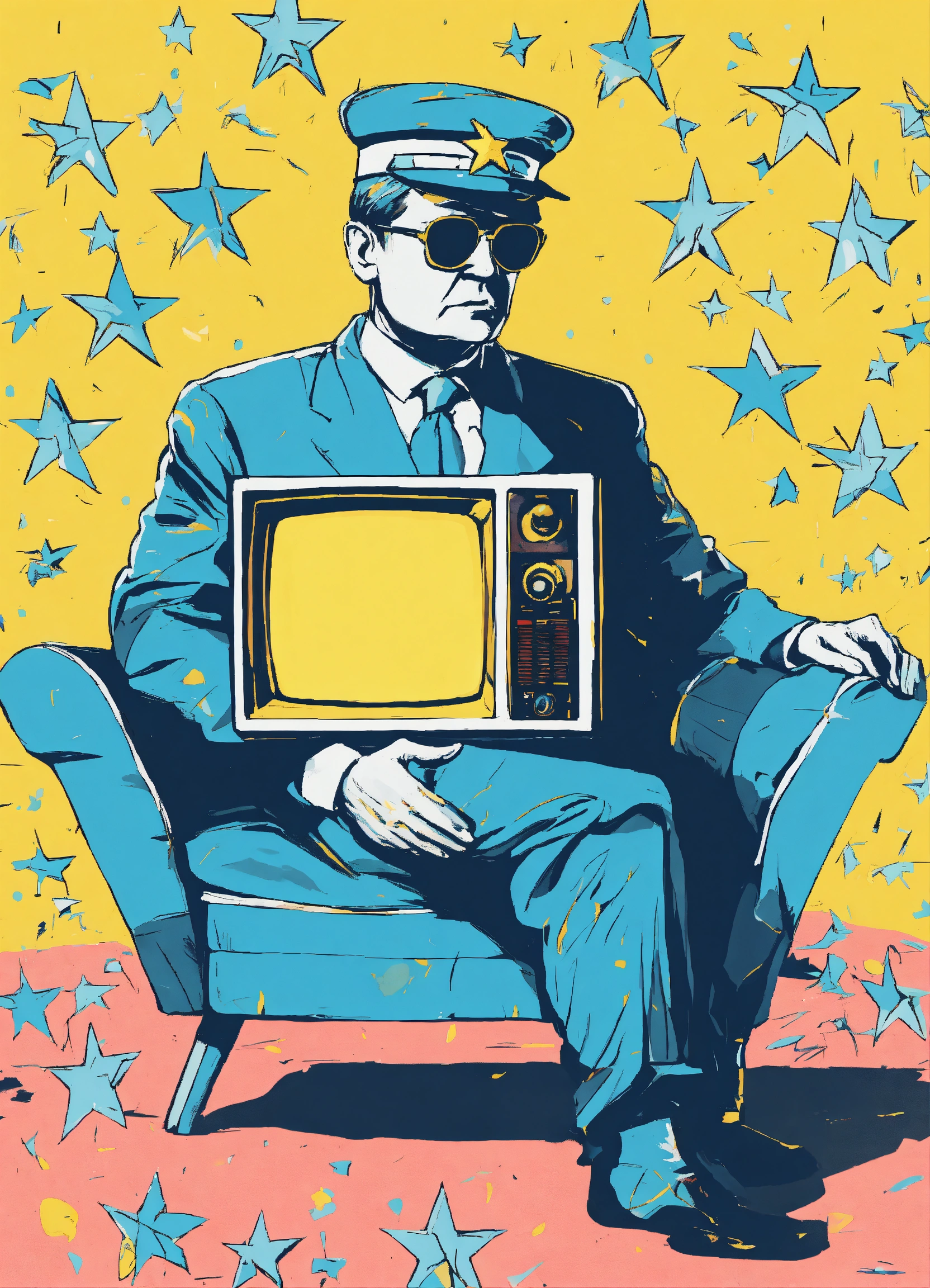 Lexica - A human dictator with television-head on a war propagand art ...
