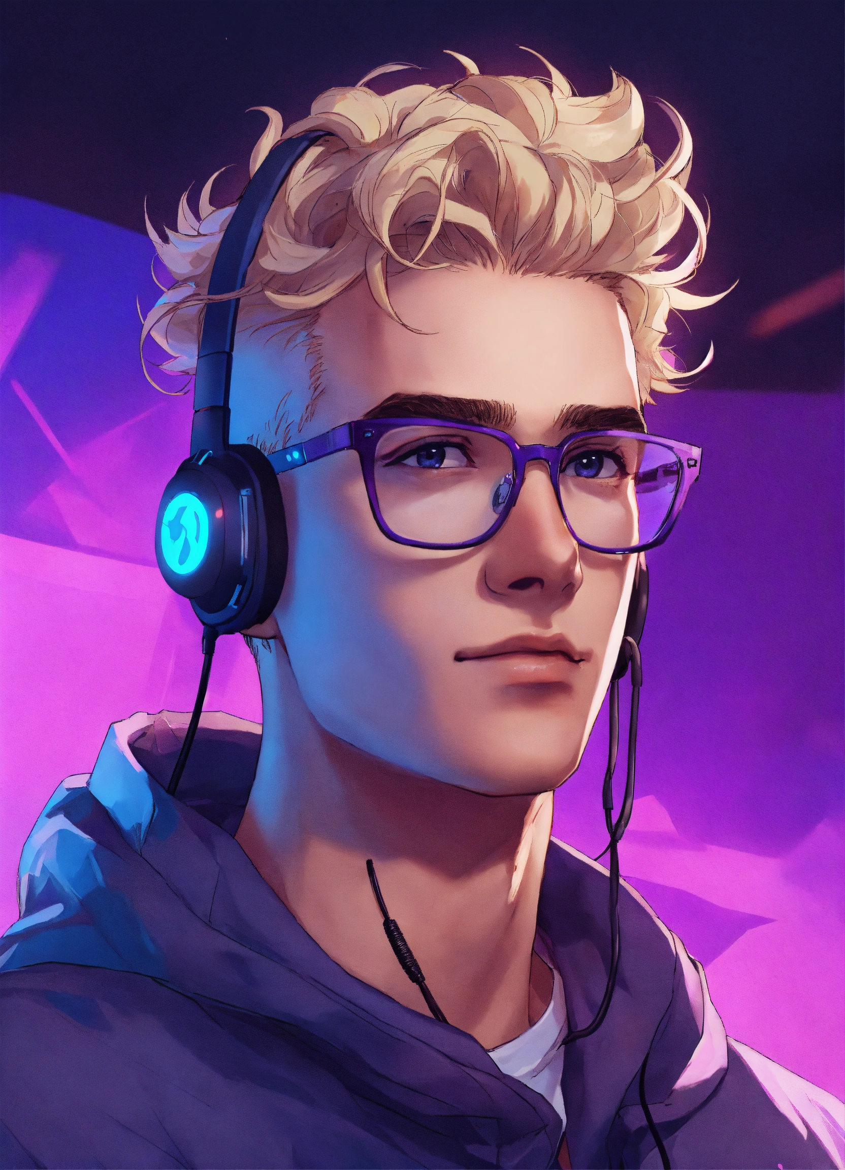 Lexica - A male gaming streamer, blonde hair, clean shaved, short wavy ...