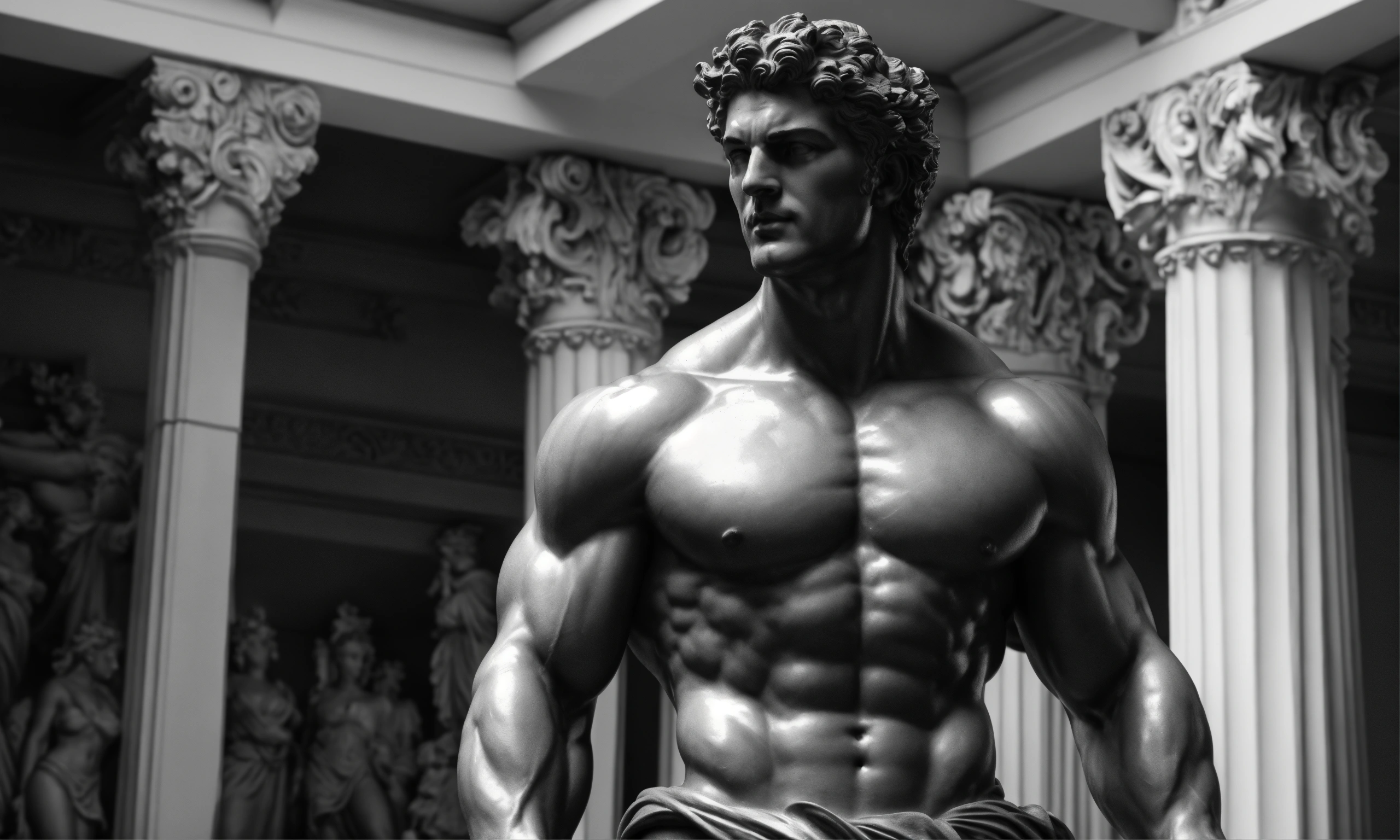 Lexica - Greek statue strong man standing with wicked smirk sideways ...