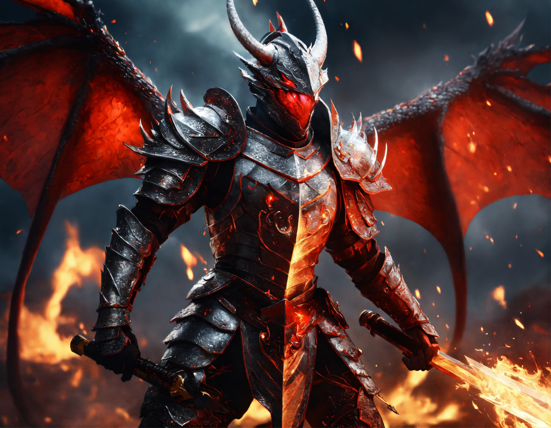 Lexica - Glowing red eyes knight with a white armor and 85% ...