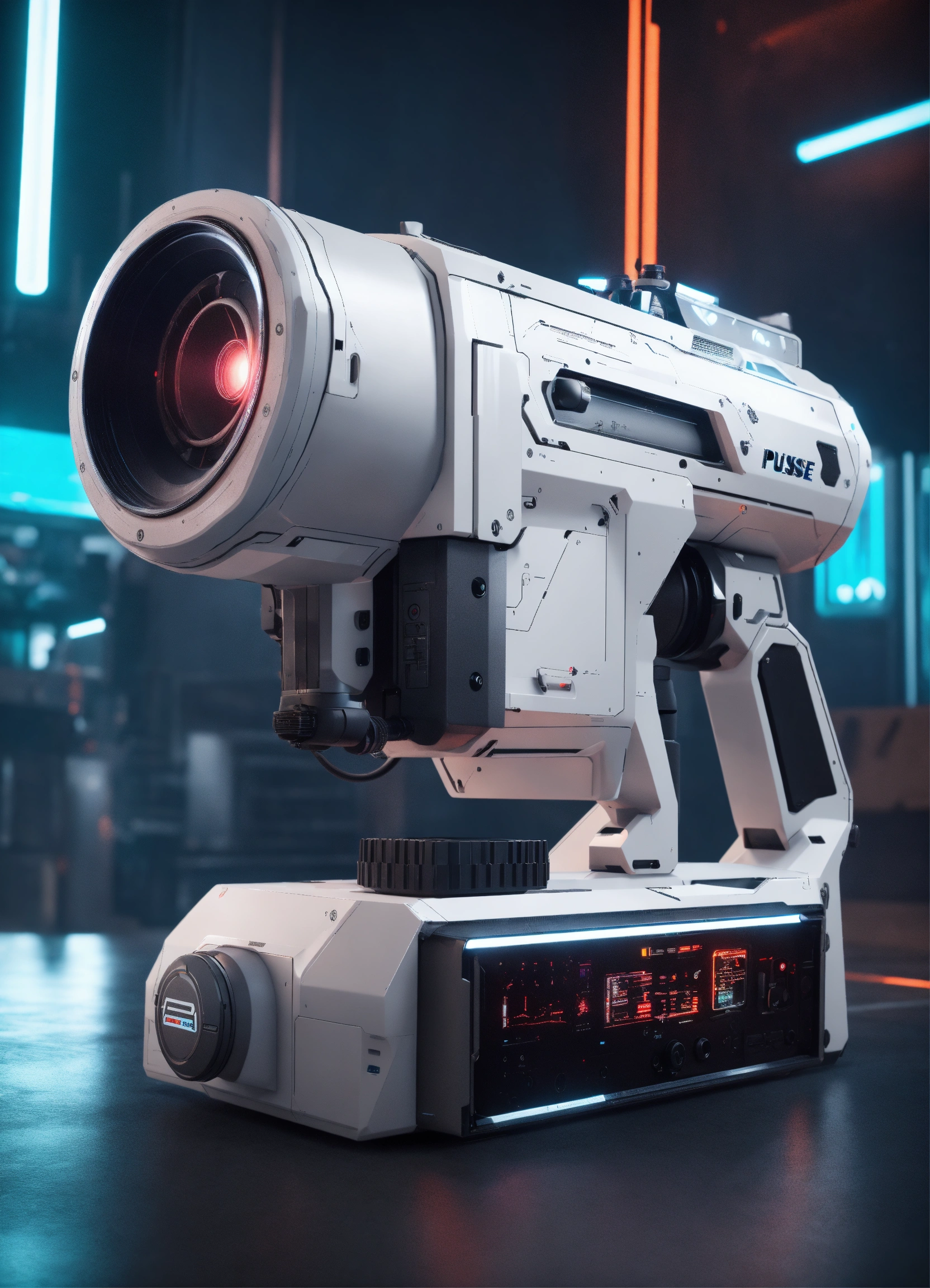 Lexica - Long white sound cannon, handheld rifle, pulse energy weapon ...