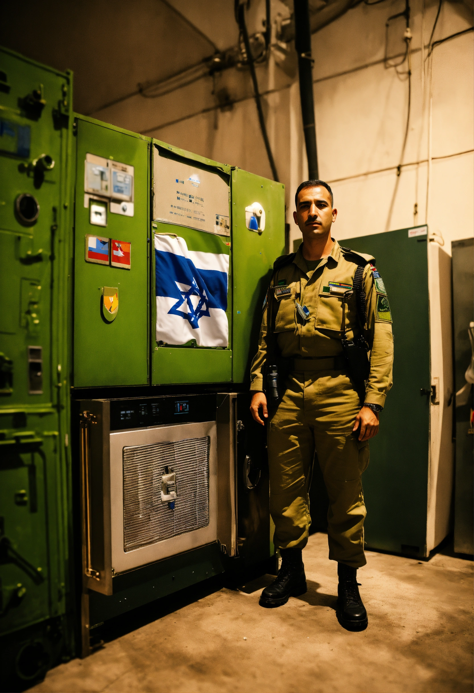 Lexica - An Israeli army pilot stands next to an industrial washing ...