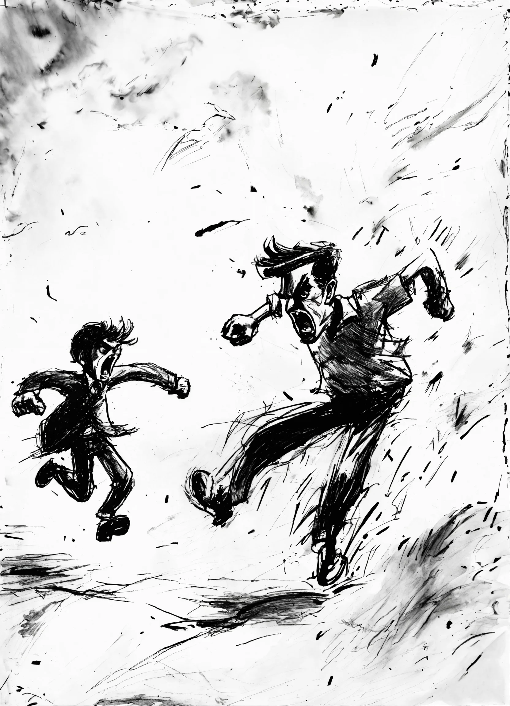 Lexica - Black and white children's drawing of an angry man who is ...