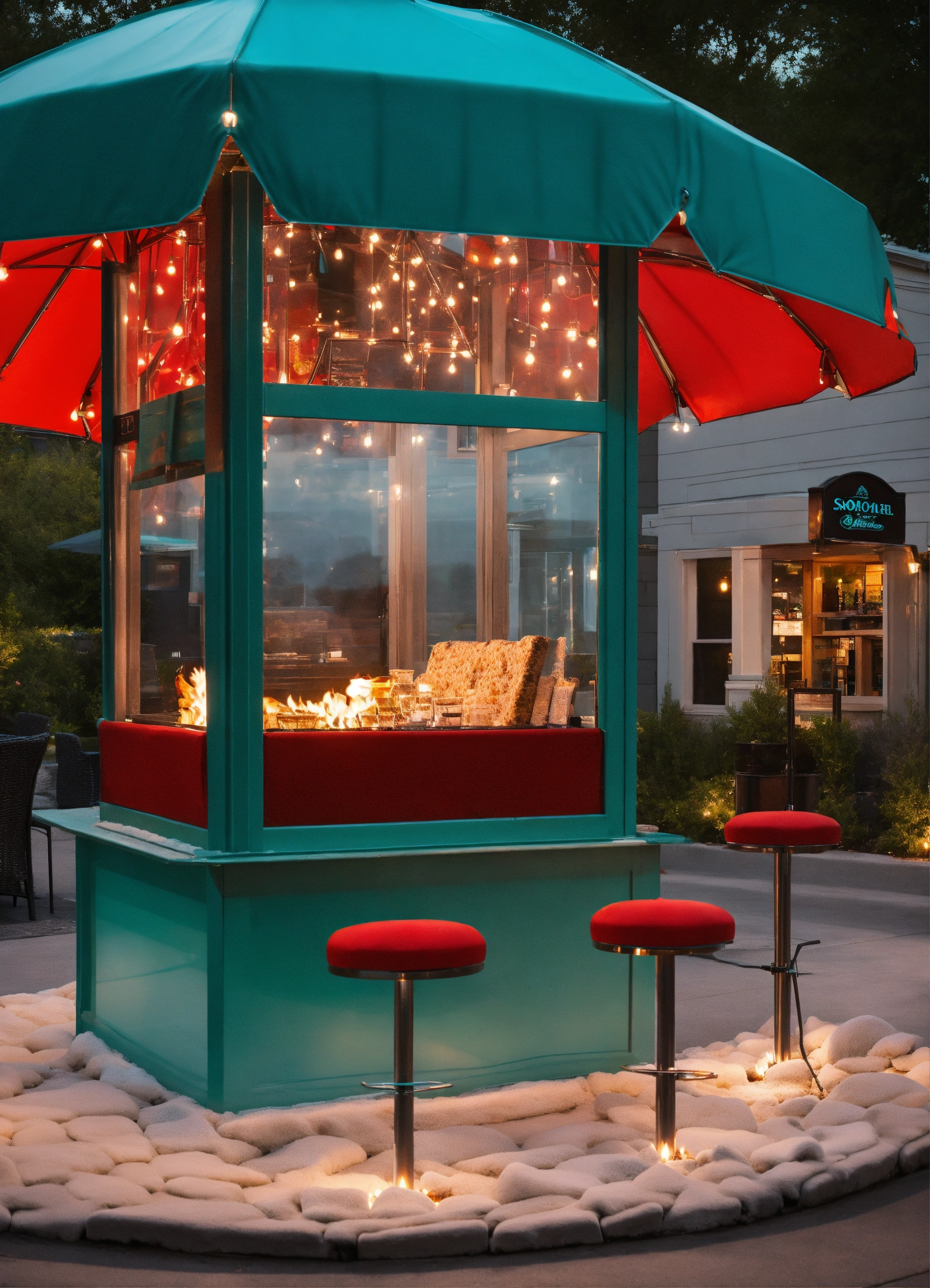 Lexica - Elegant teal glass igloo booth to sell smores outside a ...