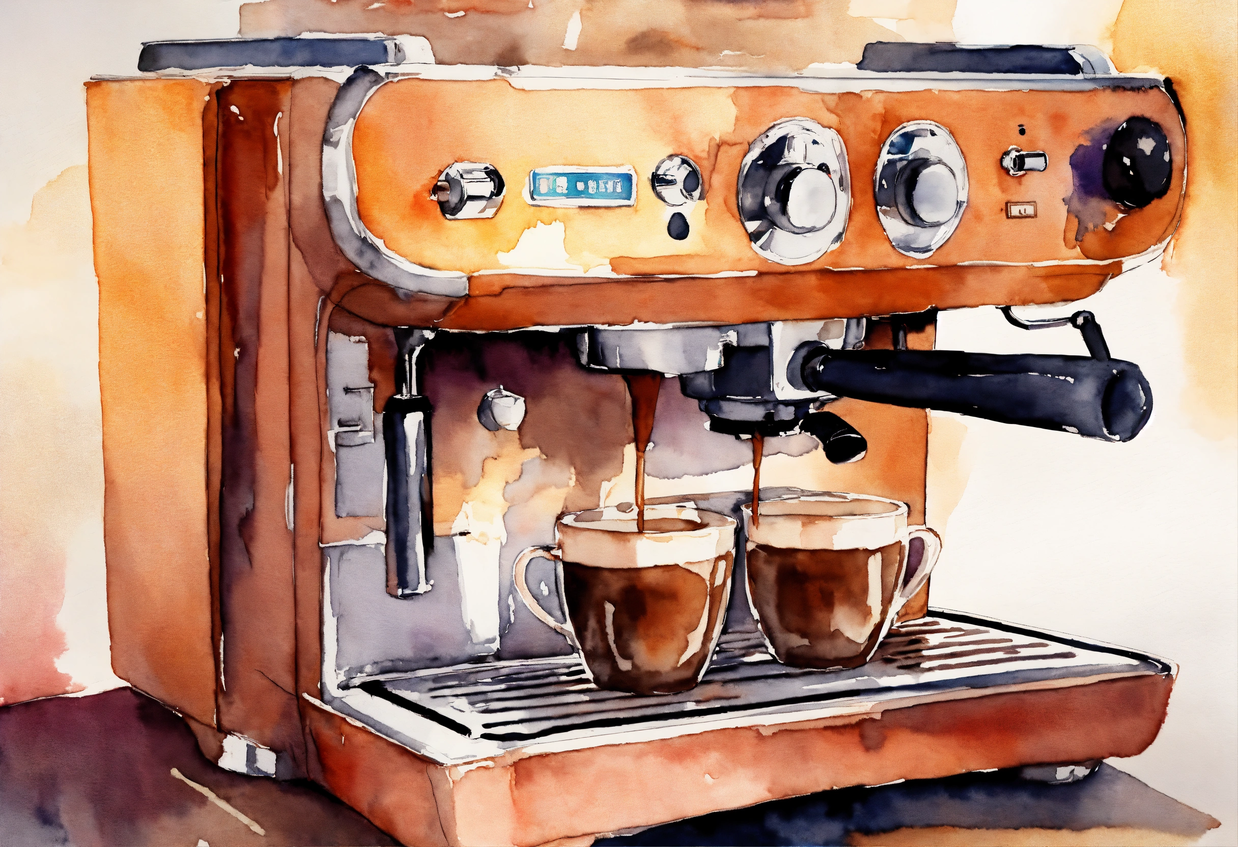 Lexica - Coffee machine , Watercolor, art, 8k