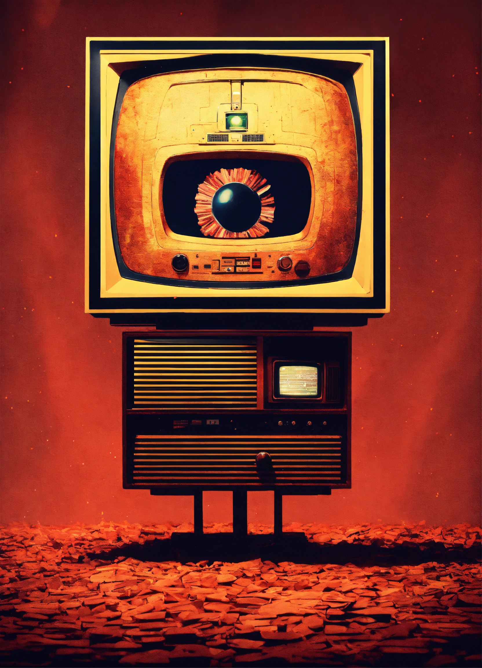 Lexica - A human dictator with television-head on a war propagand art ...