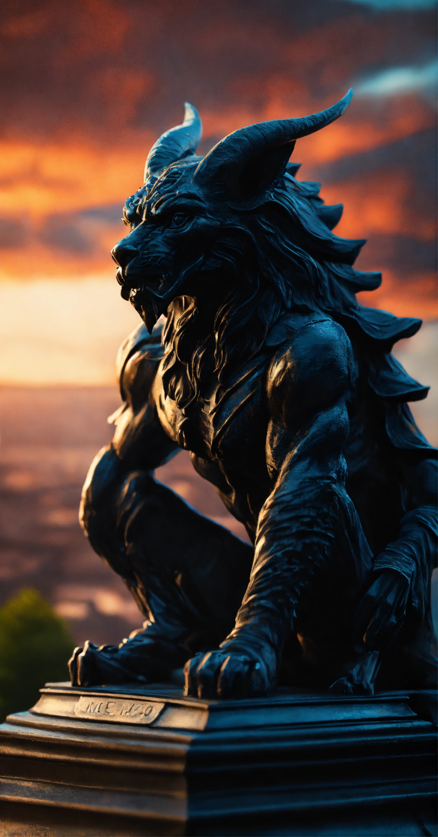 Lexica - A black obsidian statue sinister in nature of a gargoyle hyper ...