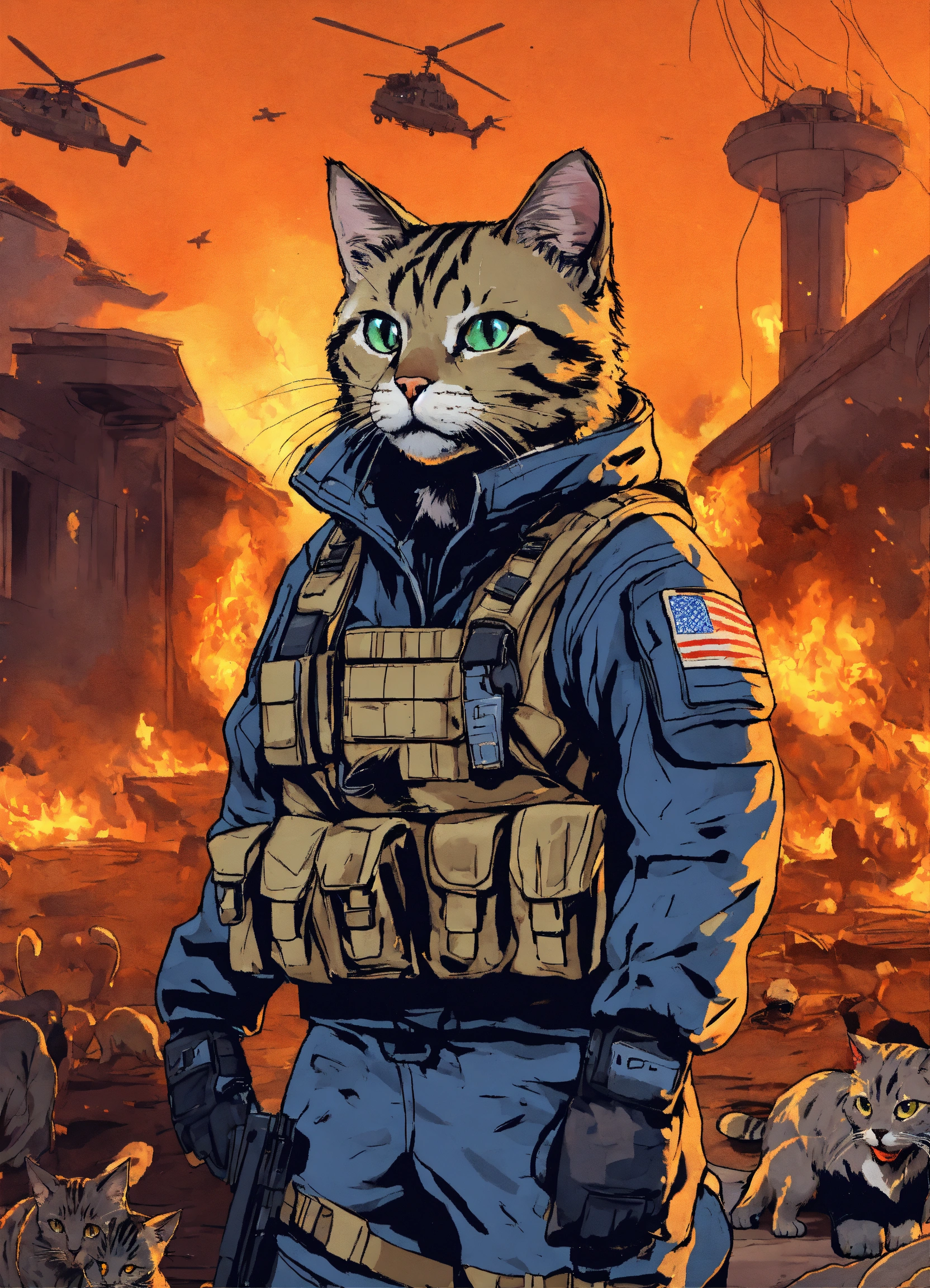 Lexica - Call of duty but all the characters are cats who look very ...