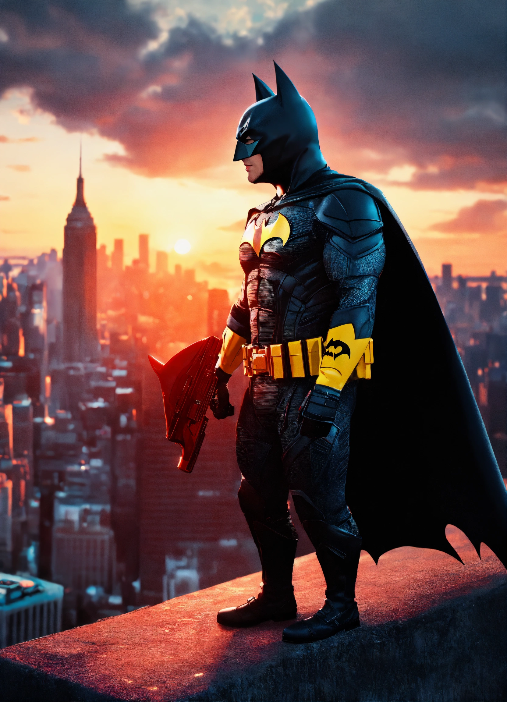 Lexica - A red cat wearing a Batman suit at sunset fighting crime in ...