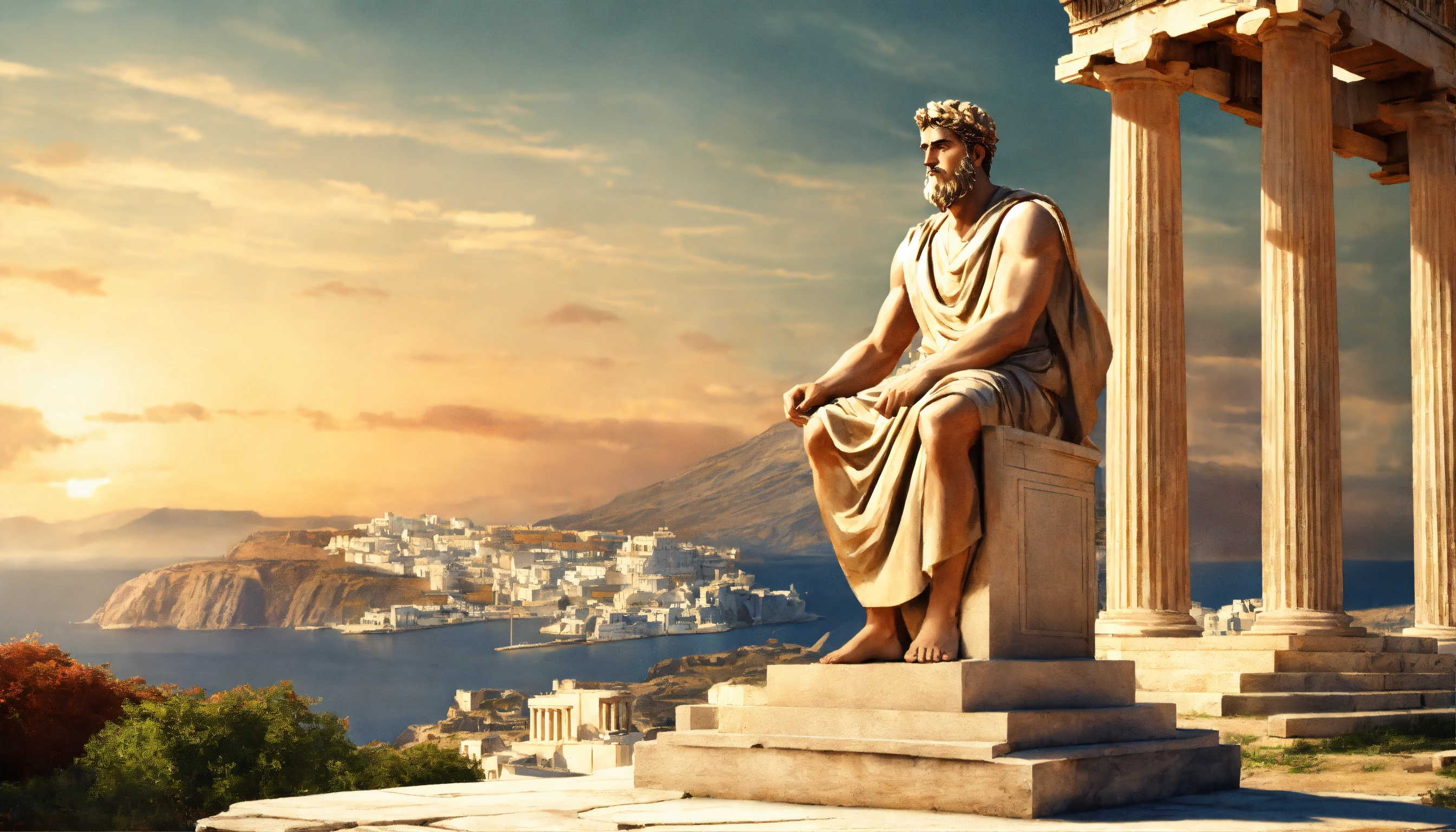 Lexica - Stoic man,ancient greece,background with monument of greece ...