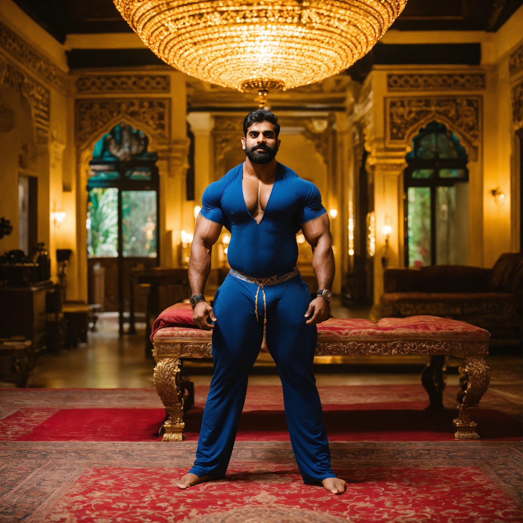 Lexica - 30-year-old hairy Indian man with big muscles, big bodybuilder ...