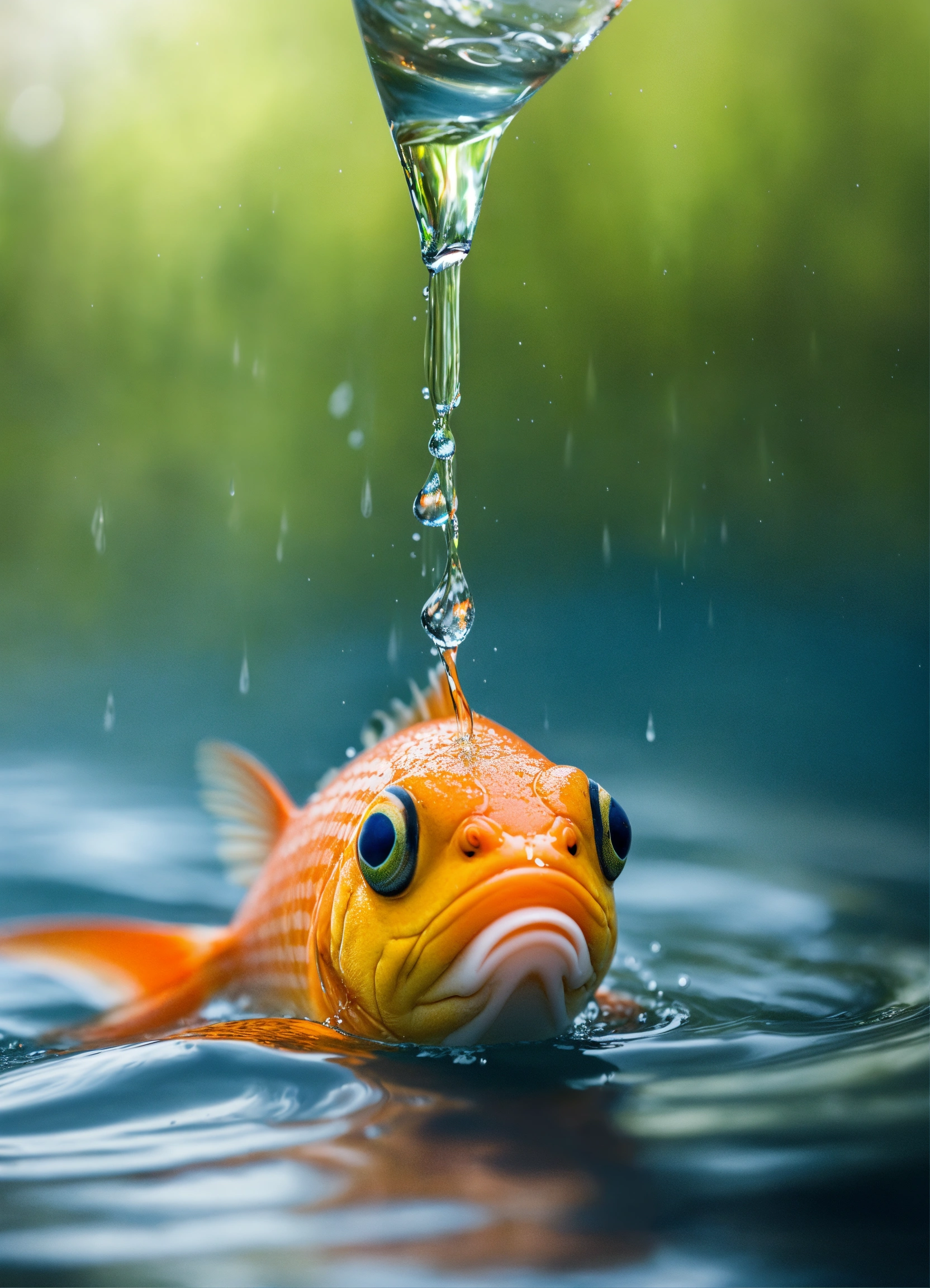 Lexica - The water drop falls below the water surface, it morphs into a ...