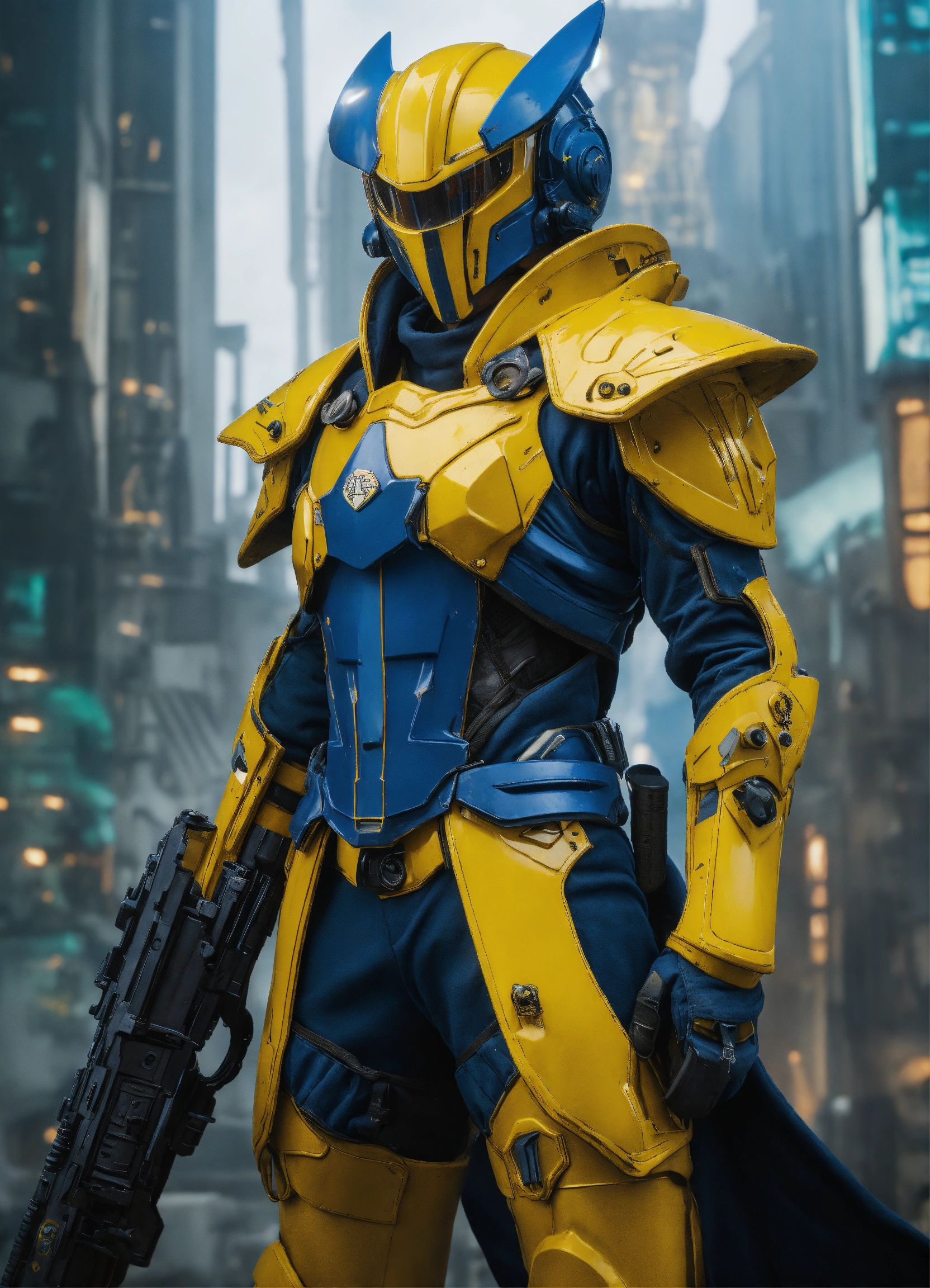 Lexica - Full body of a high elf sci fi soldier wearing heavy sci fi ...