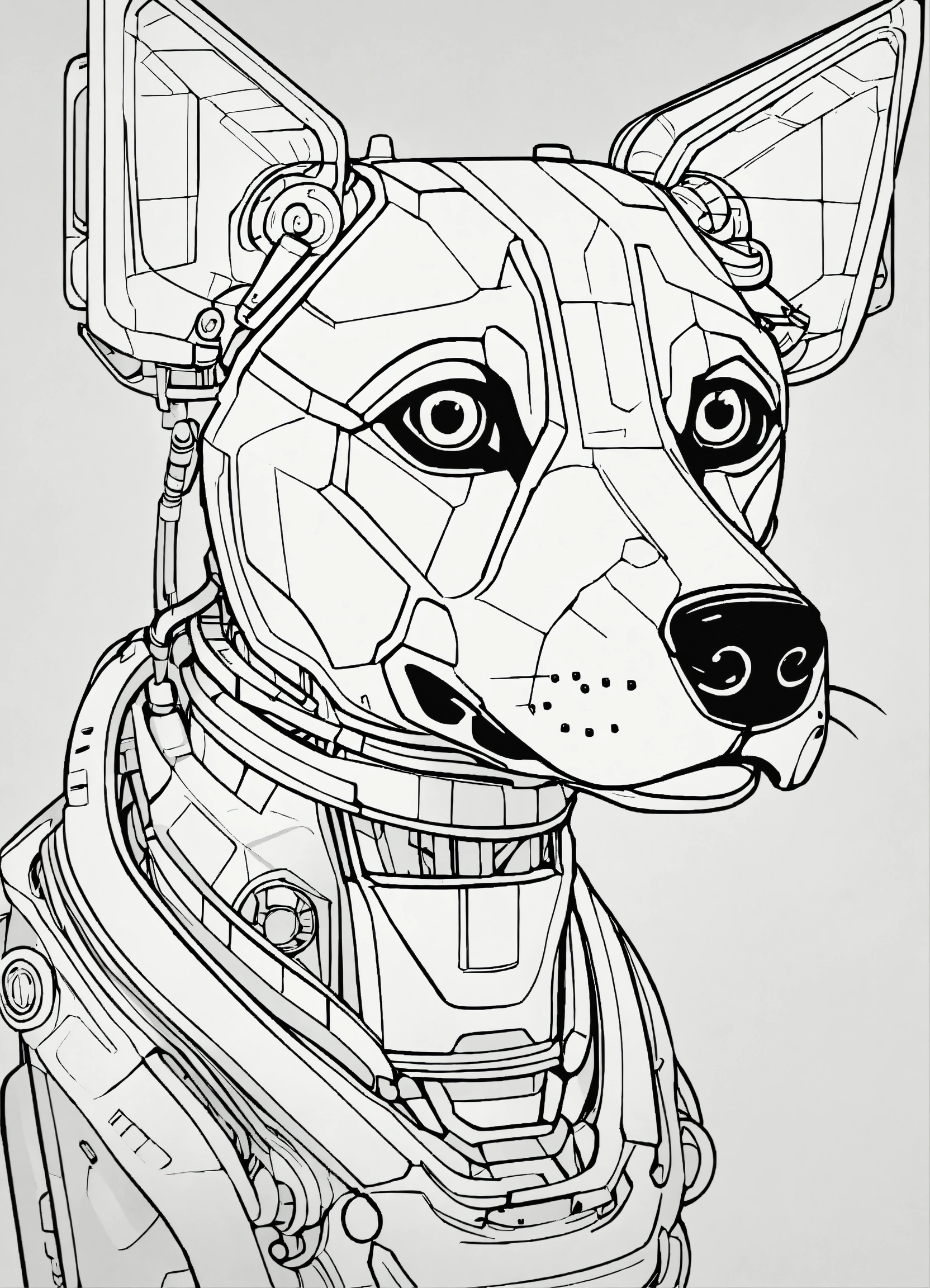 Lexica - Robotic dog, thik lines, black and white vector drawing ...