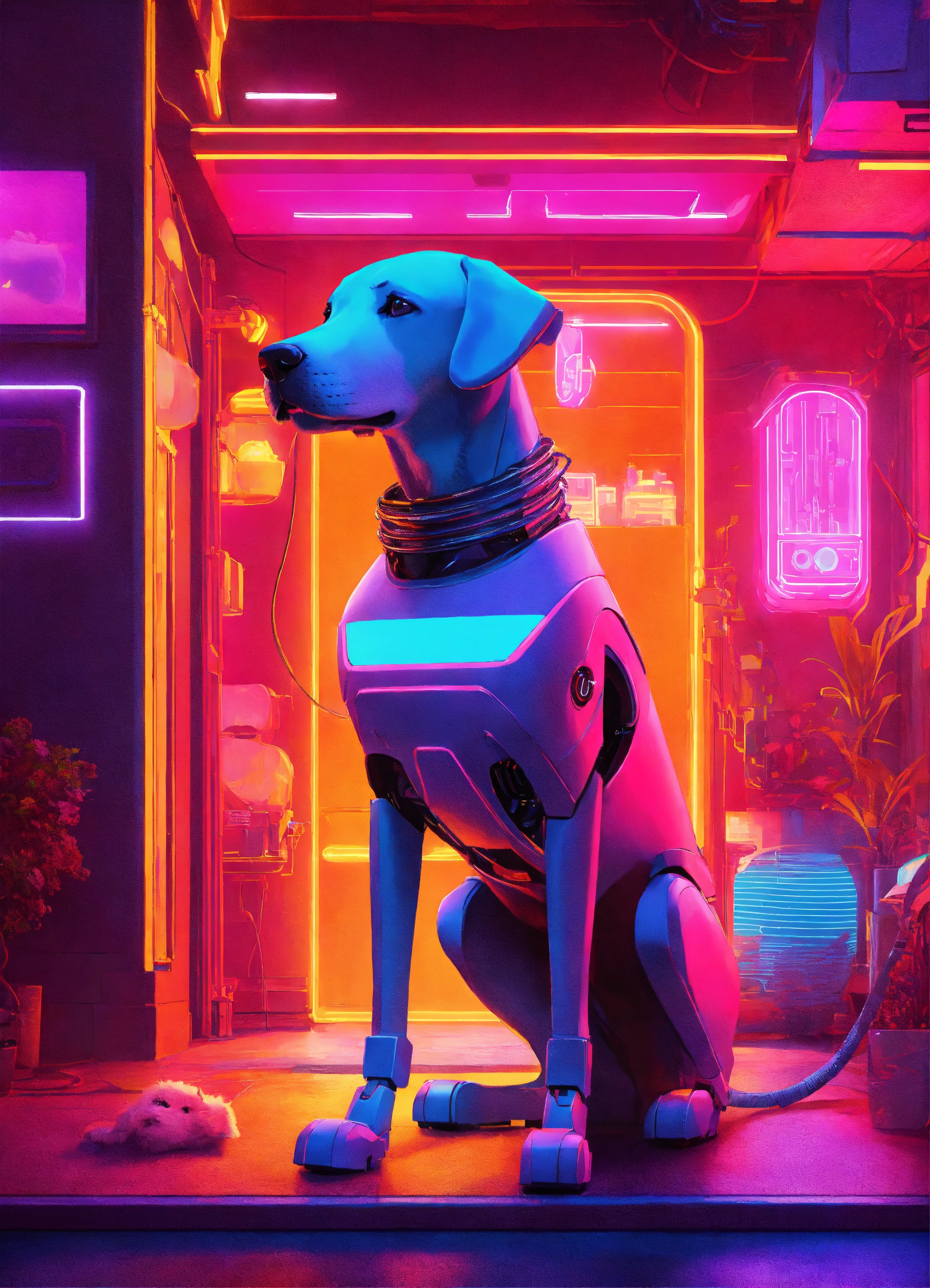 Lexica - In the style of surrealism, fine details. Robotic dog butler ...