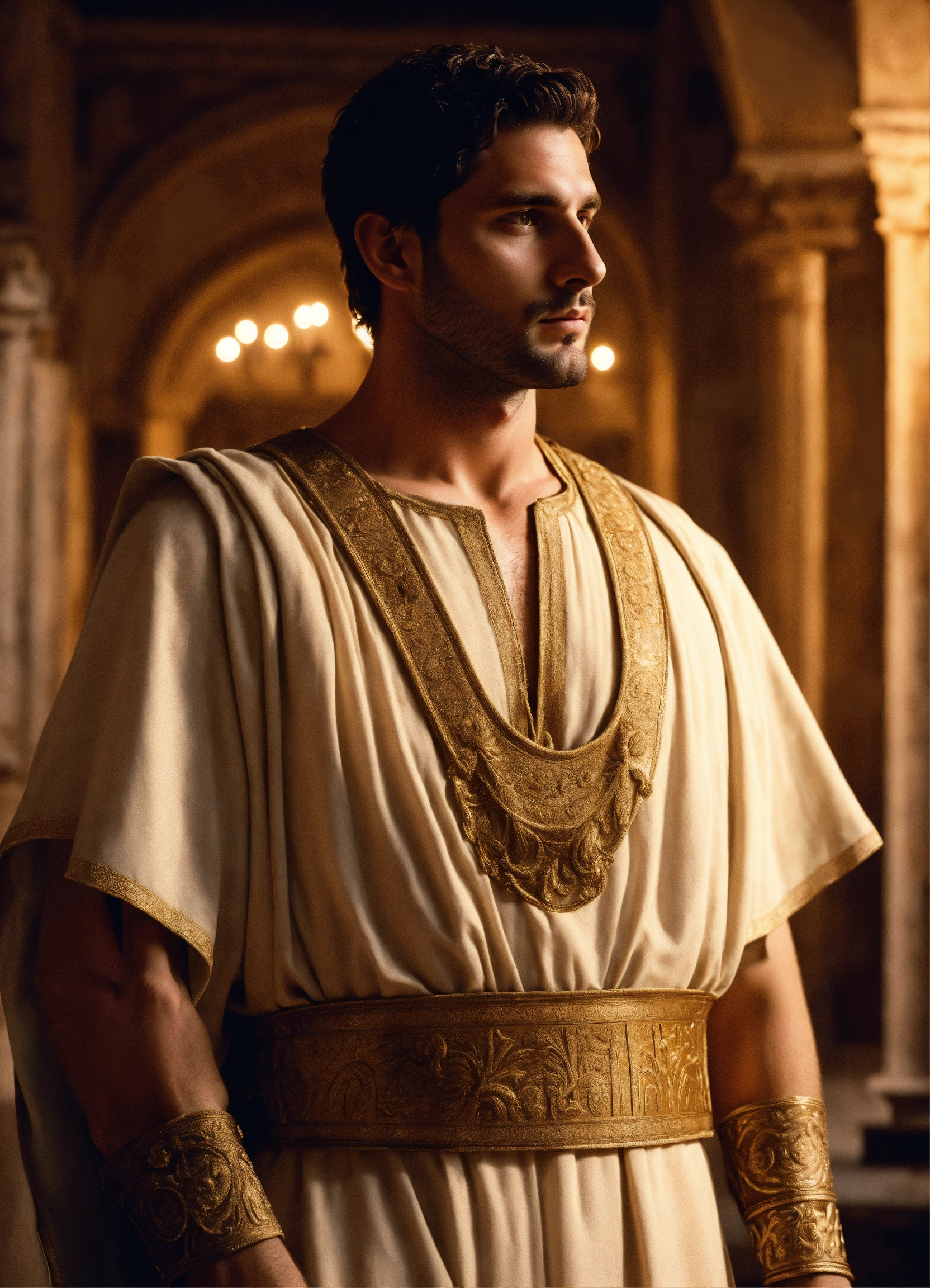 Lexica - A young rich handsome roman man wearing a light-colored tunic ...
