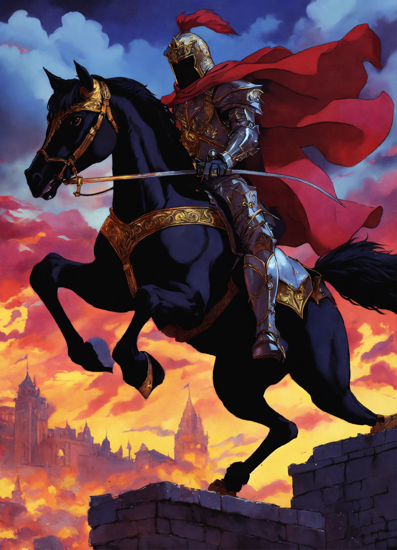 Lexica - 80s anime fantasy black knights mounted black characters evil ...