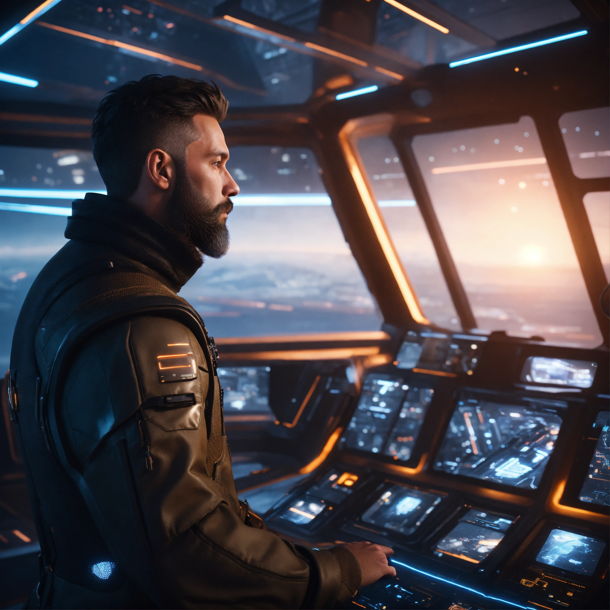 Lexica - 40 year old masculine man with trim beard boarding a luxurious ...